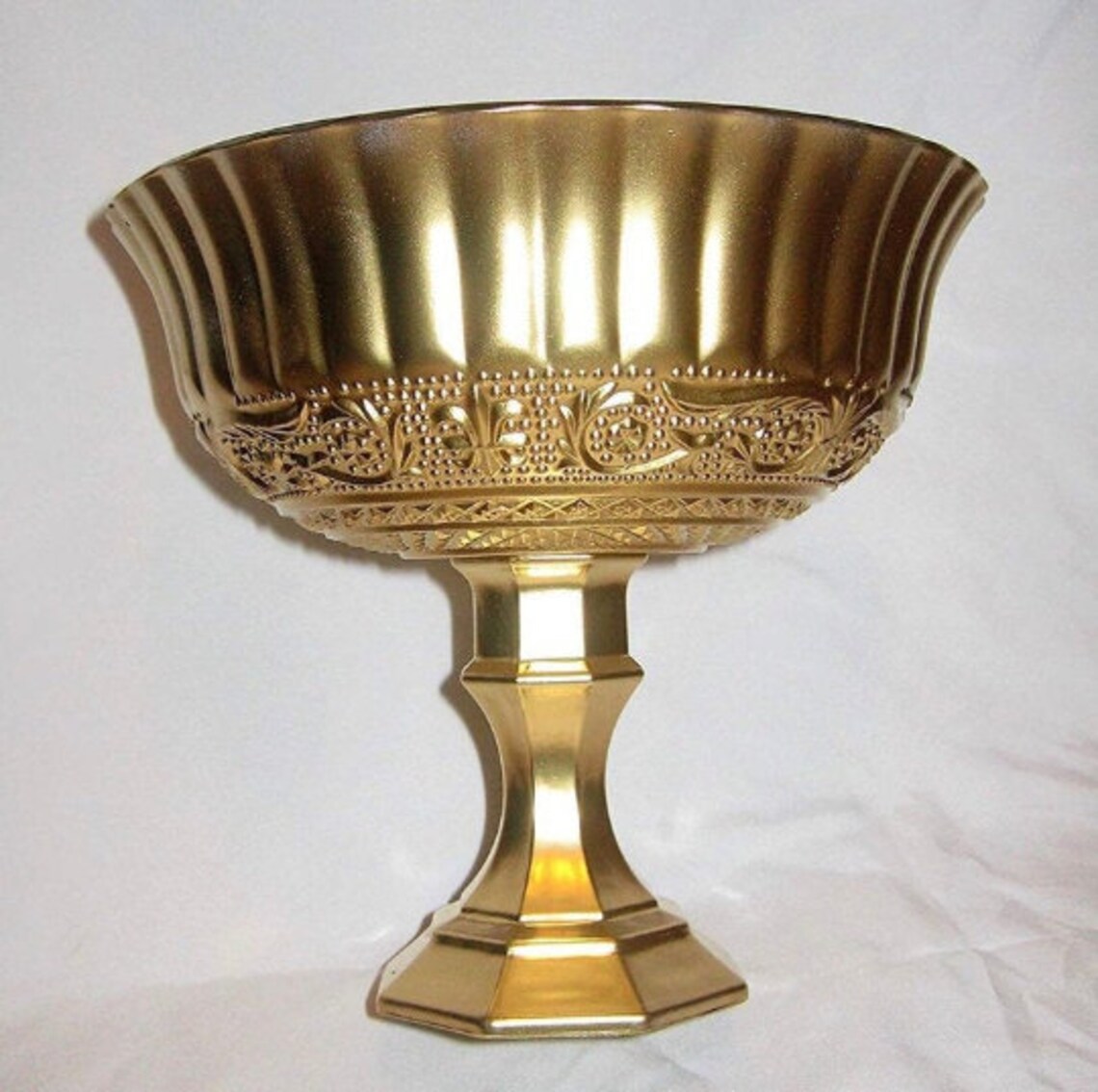 Gold Compote Vase Gold Pedestal Vase Gold Gobelt Gold - Etsy
