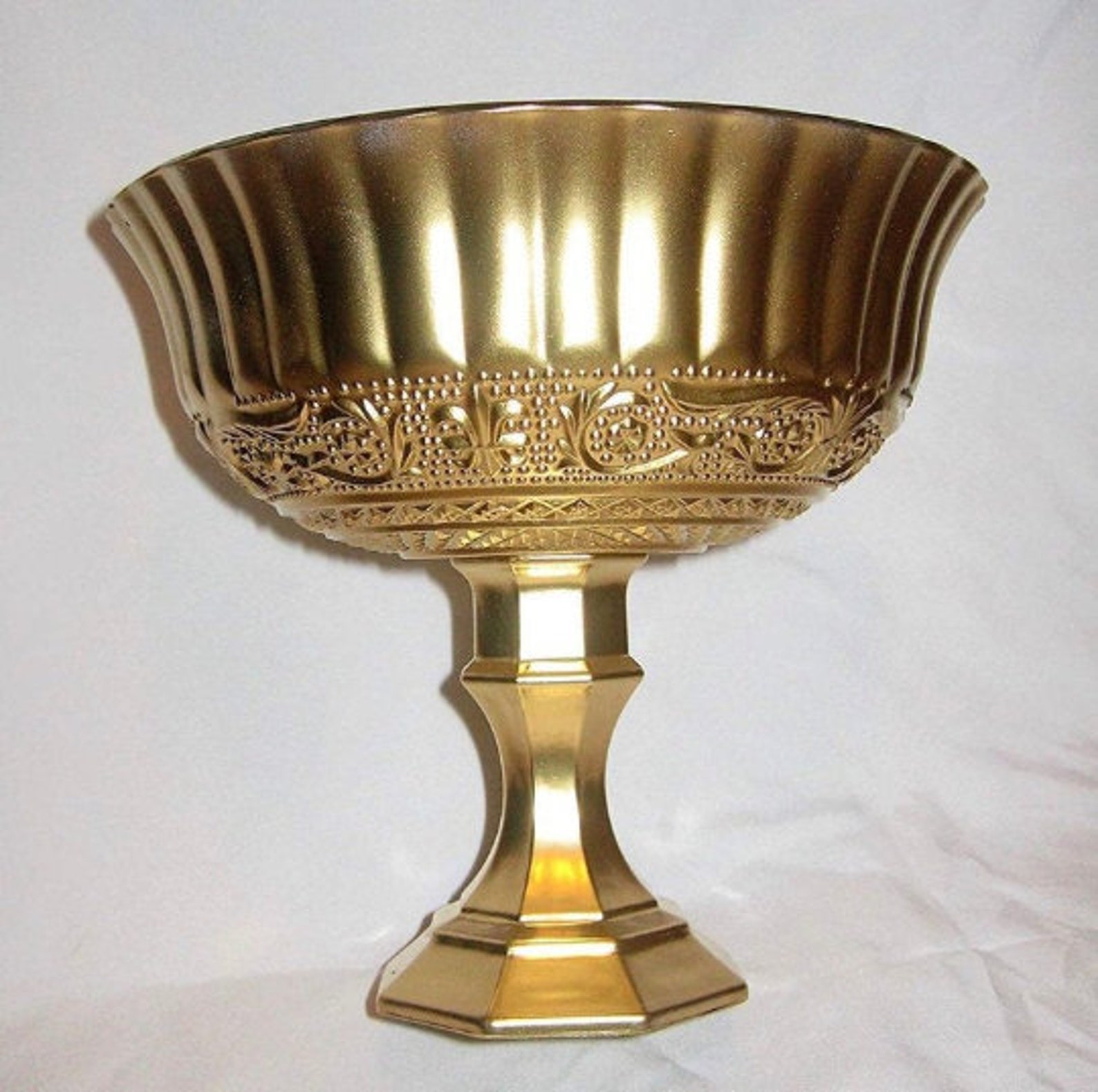 Gold Compote Vase - Gold Pedestal Vase - Gold Gobelt - Gold Wedding ...
