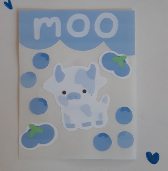 Blueberry Cow Sticker Sheet - Etsy