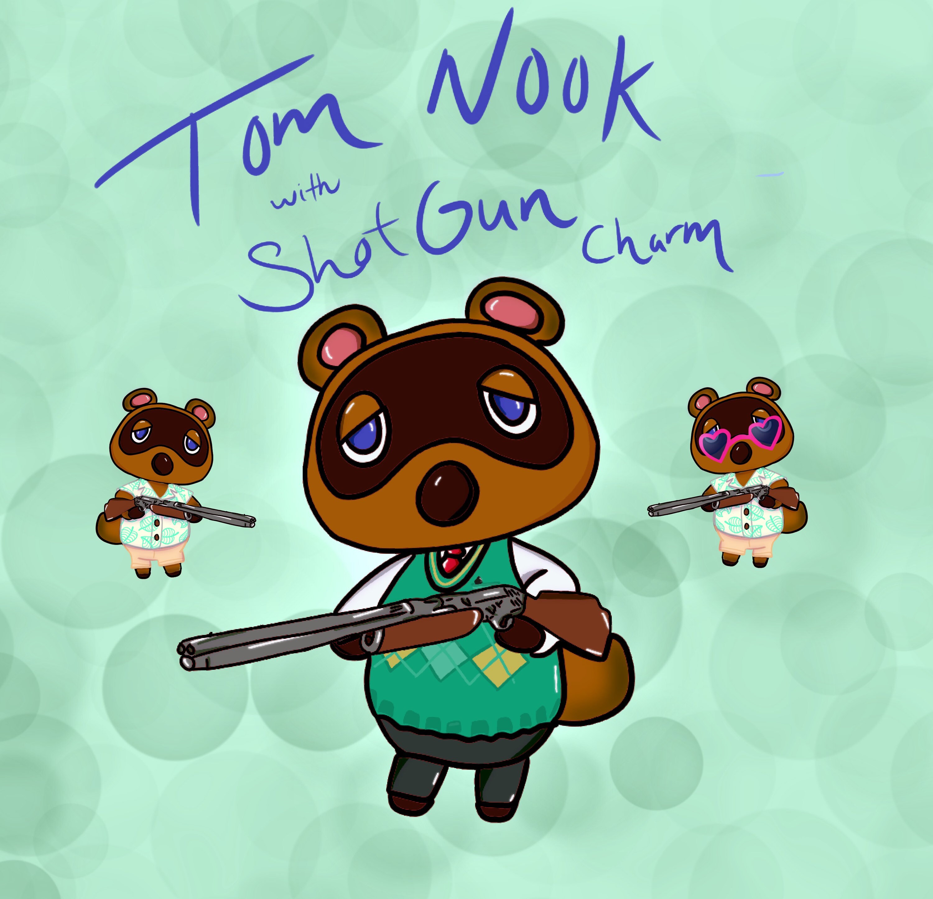 Animal Crossing Tom Nook with Shotgun Double-sided Acrylic | Etsy