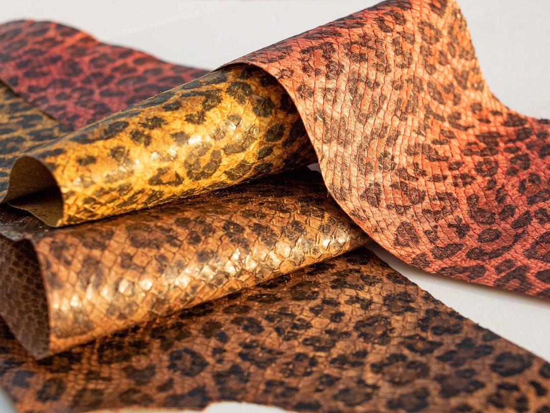 Salmon Fish Leather With Animal Prints, Soft Leather for Sewing ...