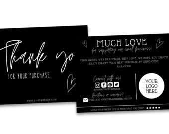 Printable Thank You Cards Business Customizable Template Small Business ...