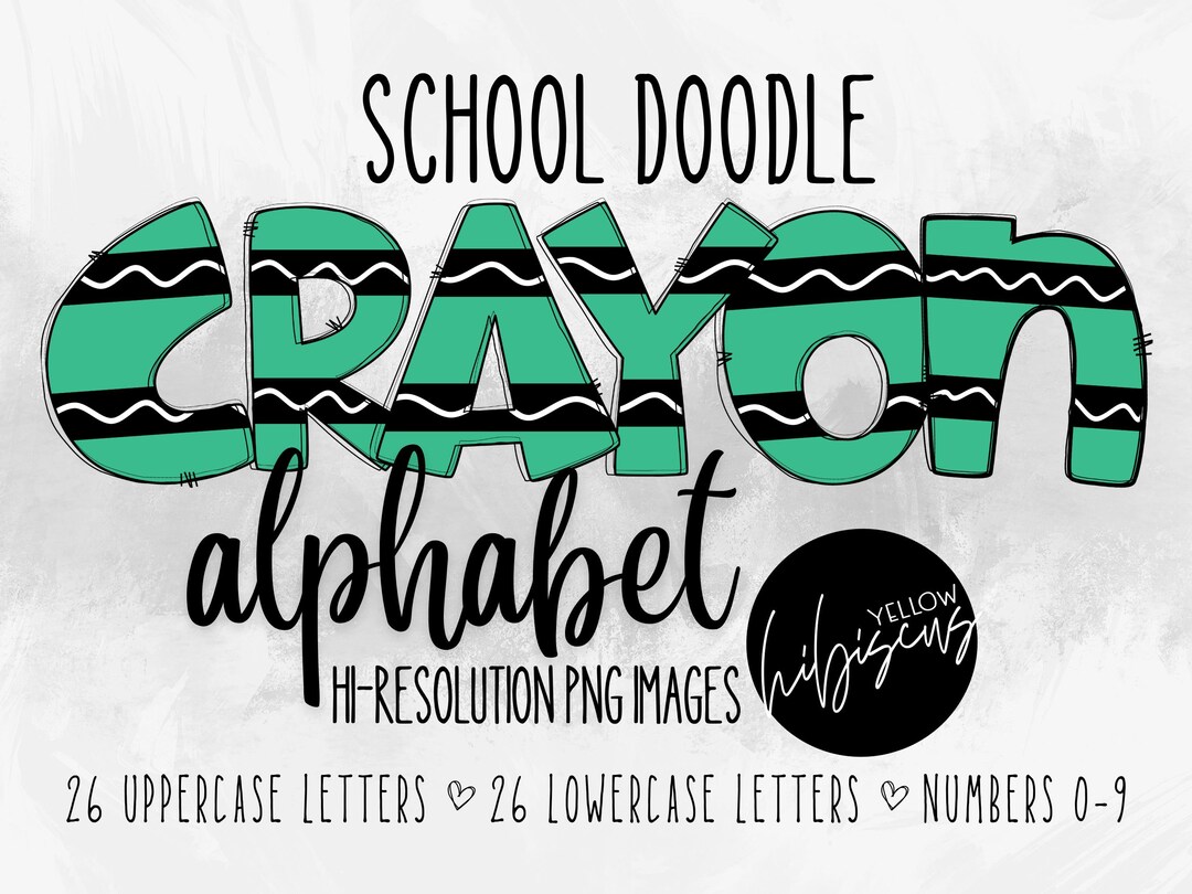 Crayon Doodle Letters Alphabet PNG Letters, Back to School Alphabet Set ...