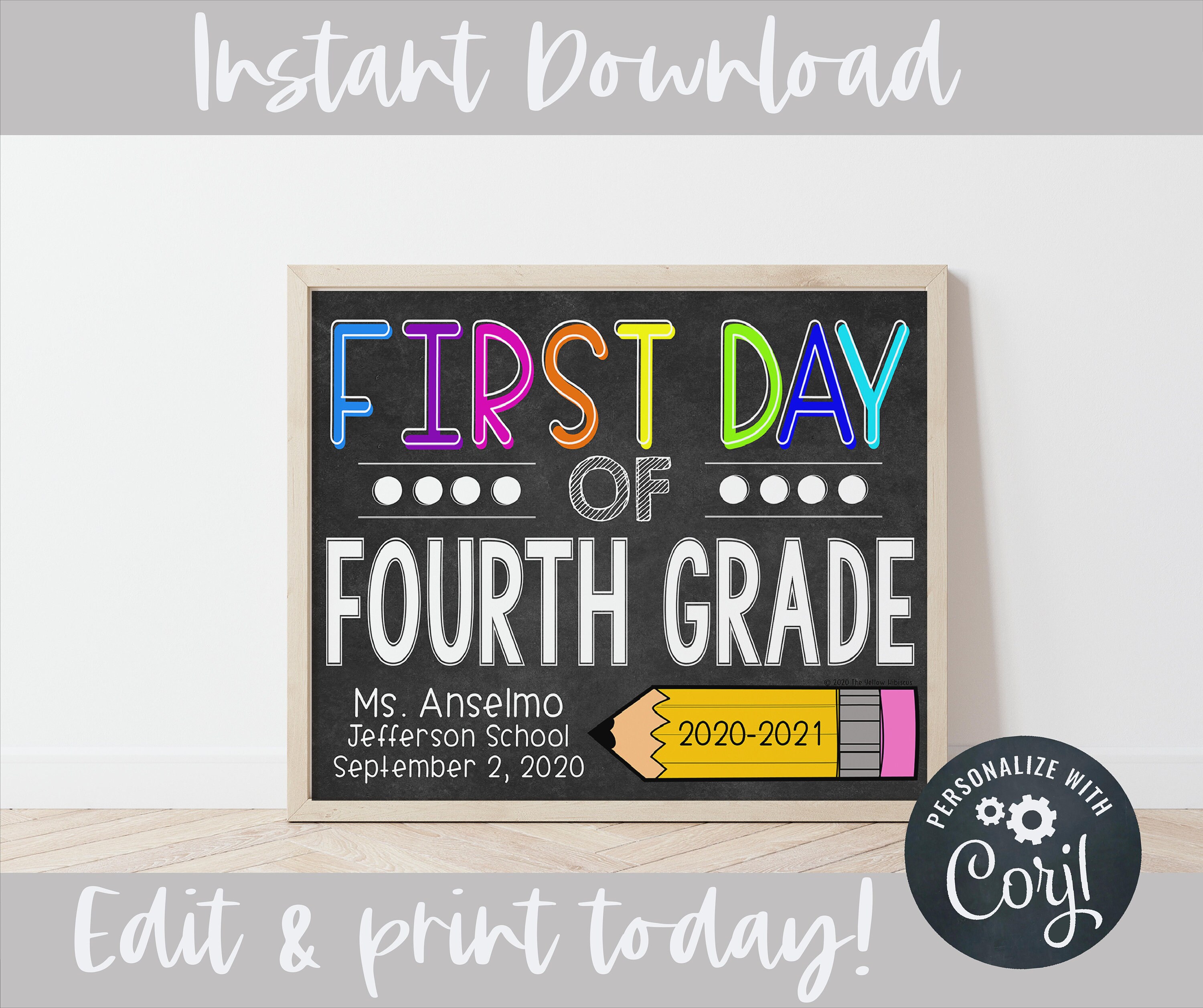 EDITABLE 8x10 First Day of School Sign Choose Your GRADE P-6 - Etsy Canada