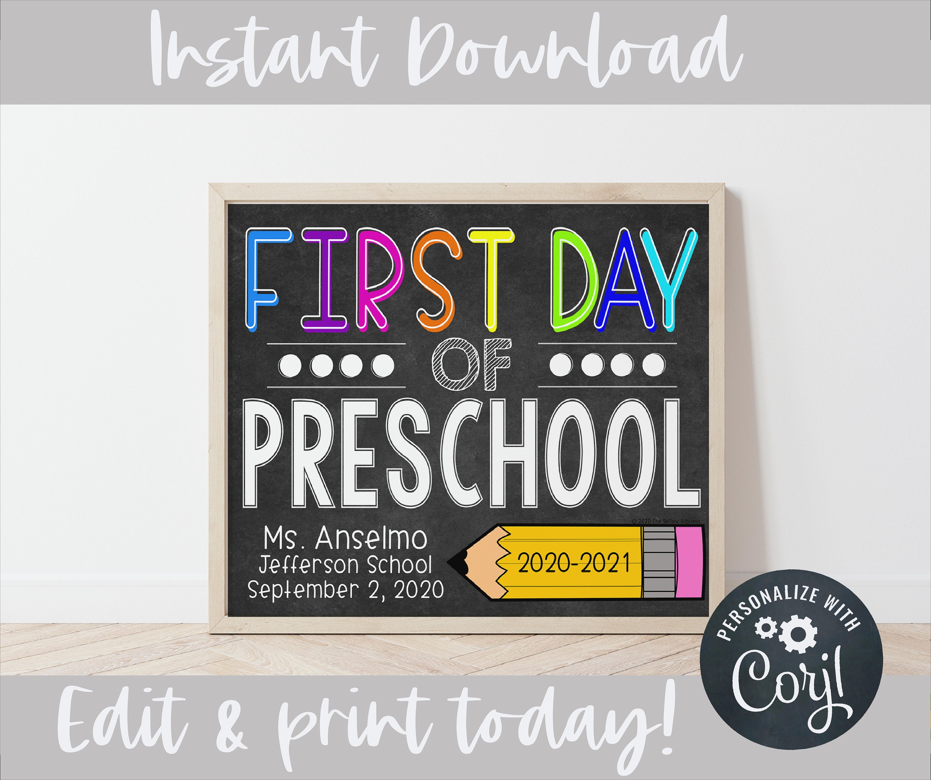 EDITABLE 8x10 First Day of School Sign Choose Your GRADE P-6 - Etsy Canada
