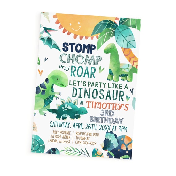 Dinosaur Themed Roaring Kid's Fun Dino-mite Birthday Party - Etsy