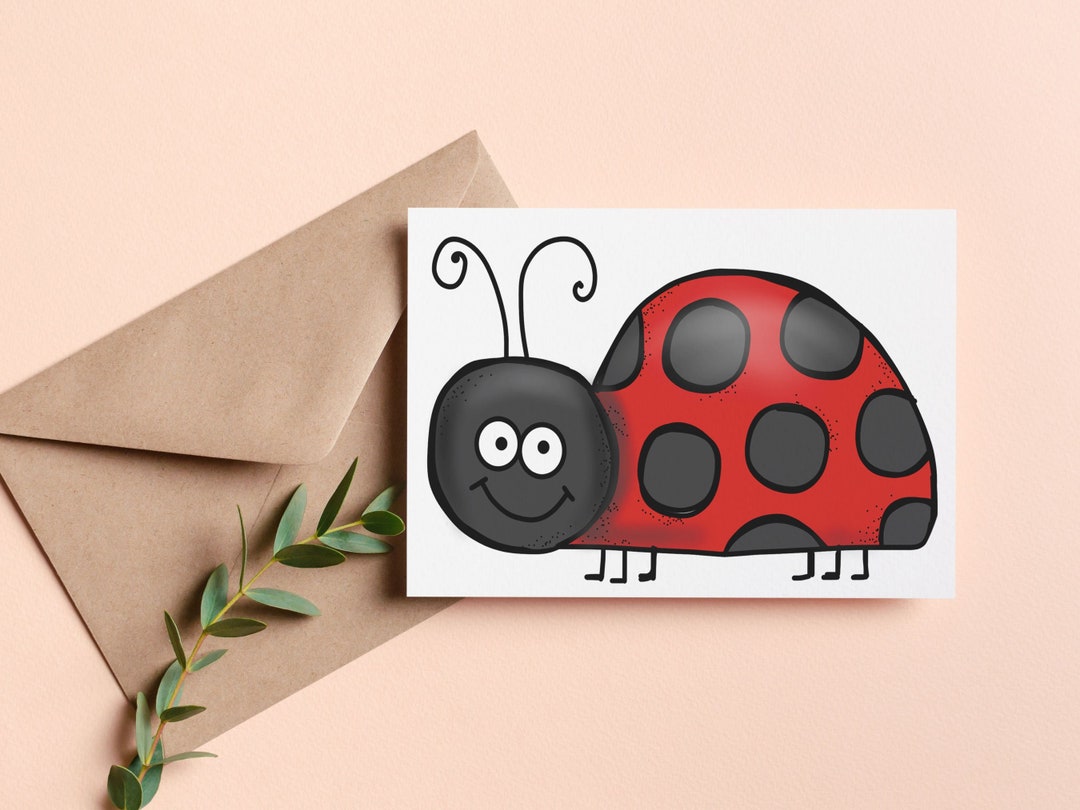 Cute Note Cards, Blank Inside, Simple Cute Red Ladybug Stationery ...