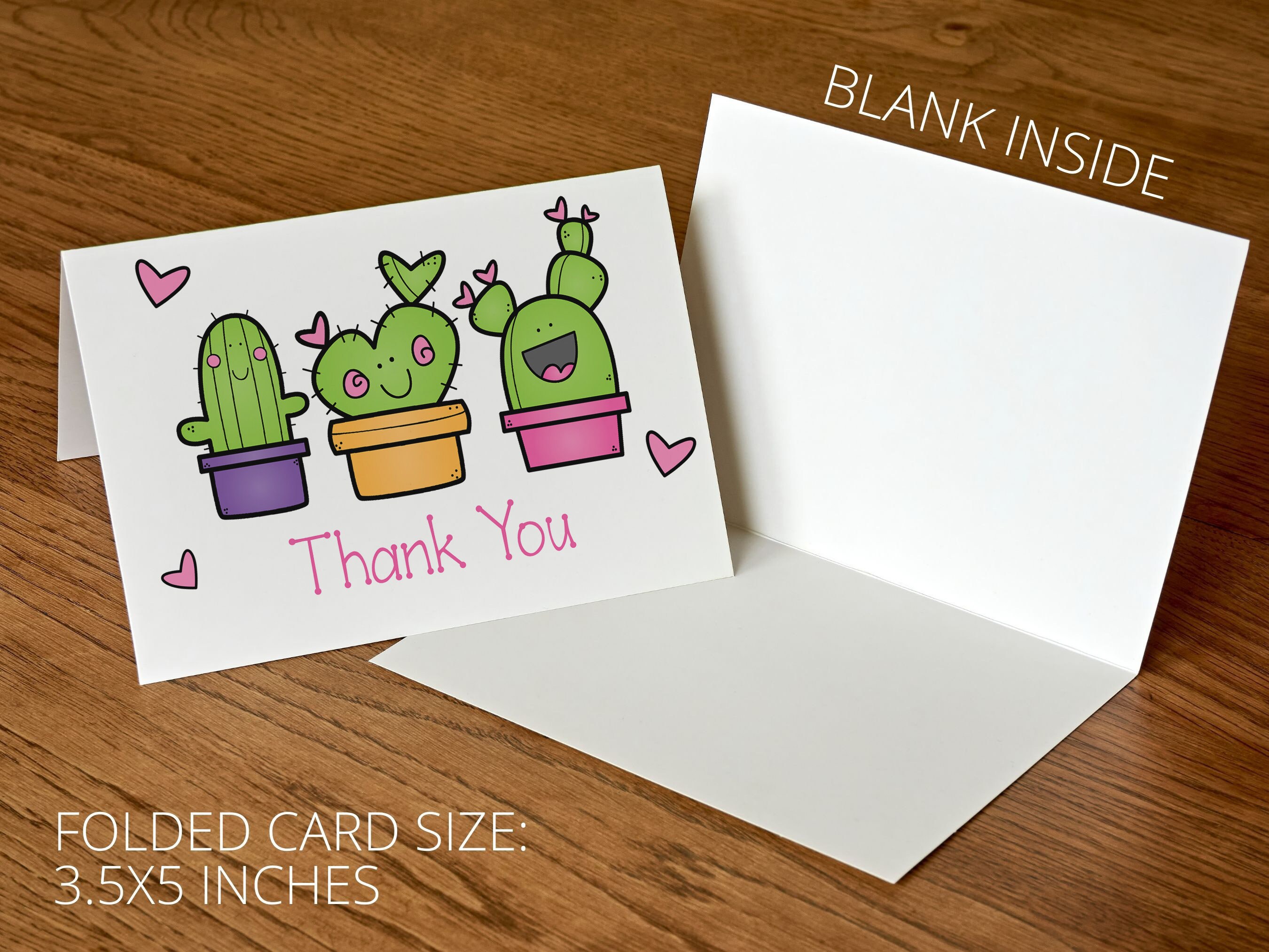 Cute Note Cards Blank Inside Fun Cactus Friends Thank You - Etsy Italia