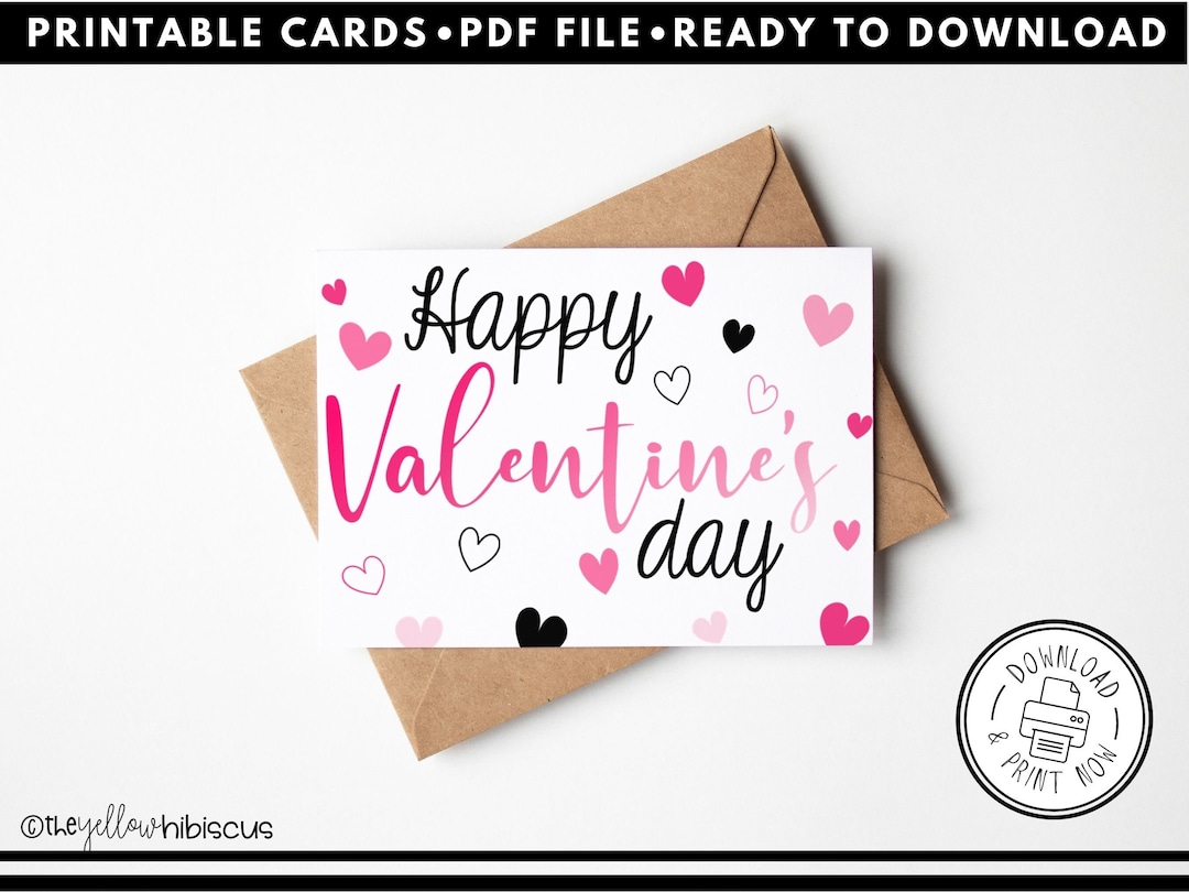 Printable Valentine's Day Card, Instant Download PDF Cards, Cute ...