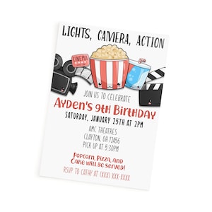 Movie Theater Themed Film Fun Kid's Movie Birthday Party Editable ...