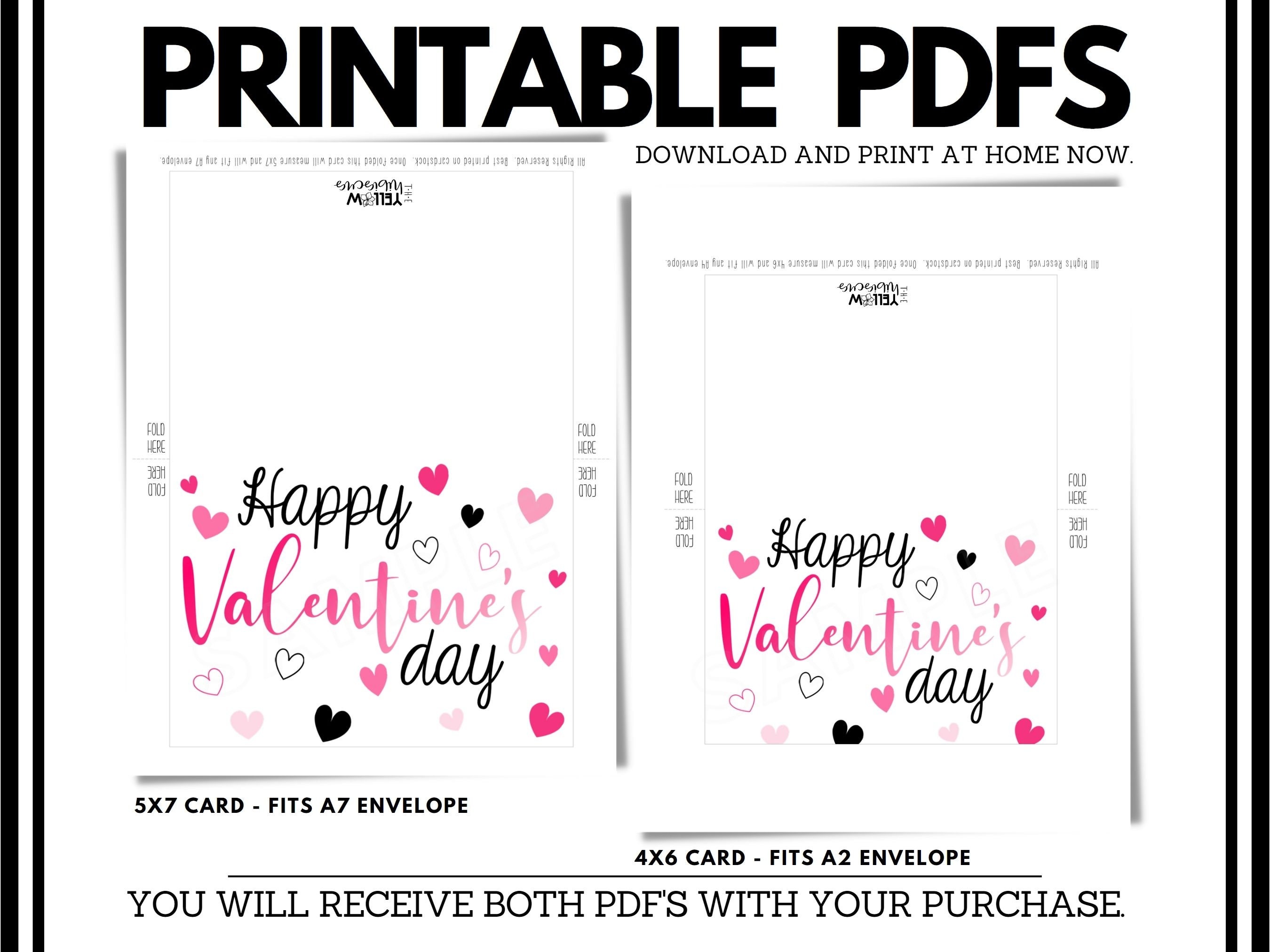 Printable Valentine's Day Card, Instant Download PDF Cards, Cute ...