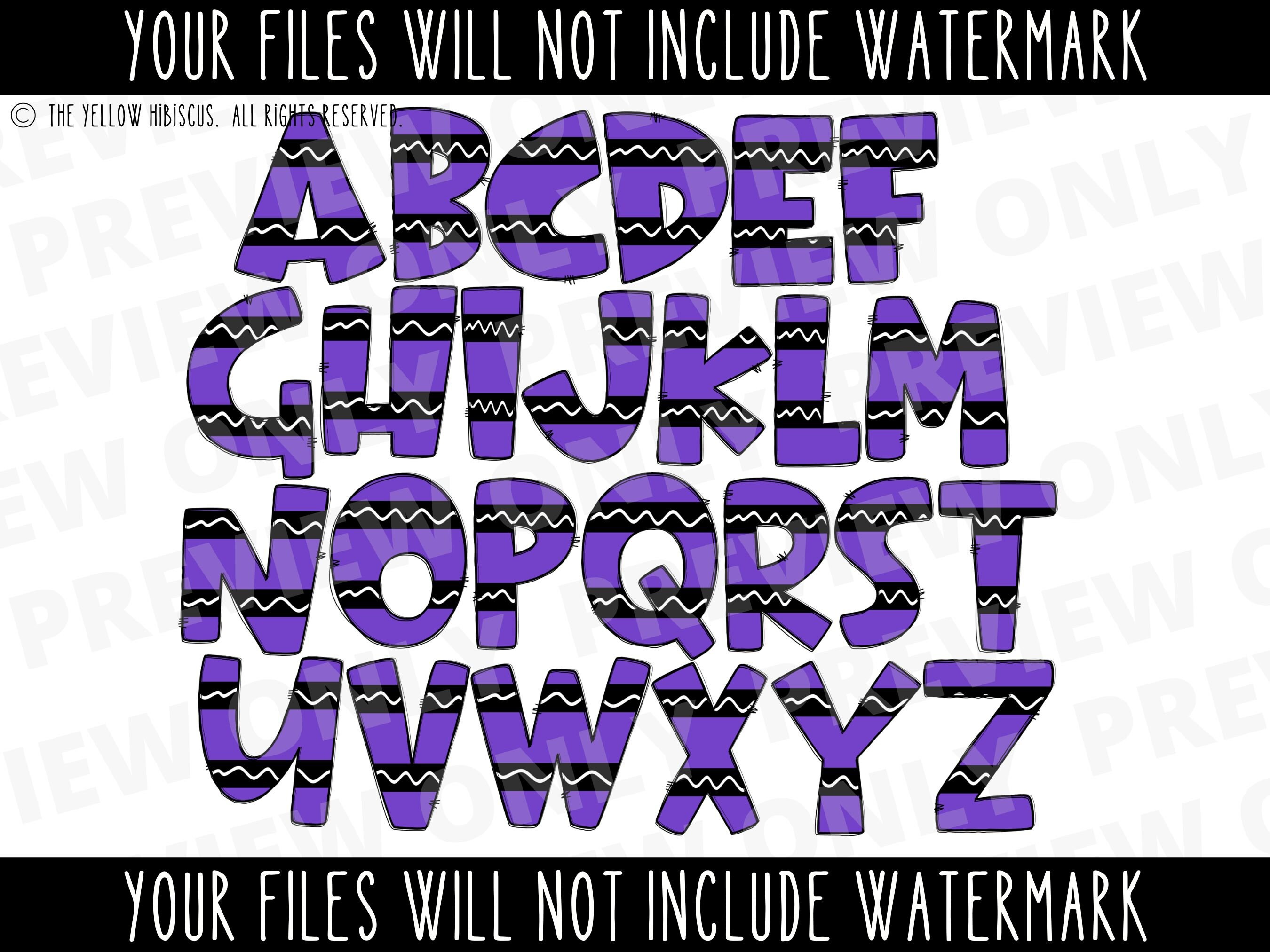 Crayon Doodle Letters Alphabet PNG Letters, Back to School Alphabet Set ...