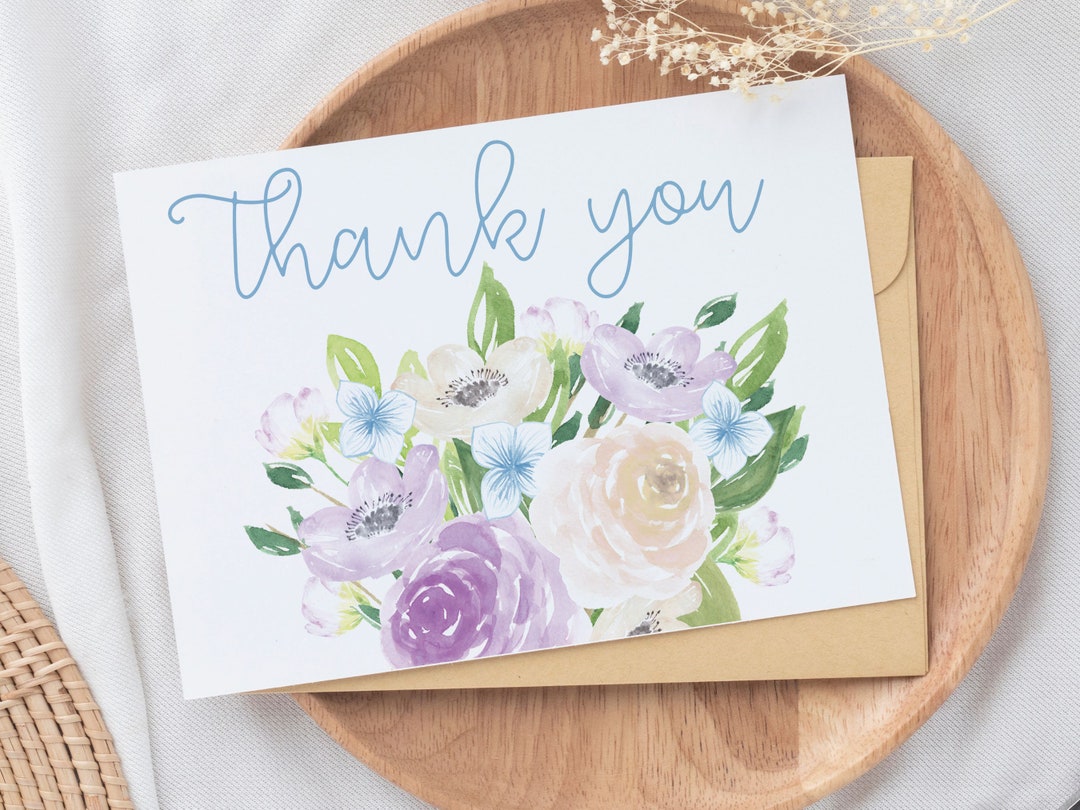 Cute Note Cards, Blank Inside, Floral Rustic Thank You Stationery ...