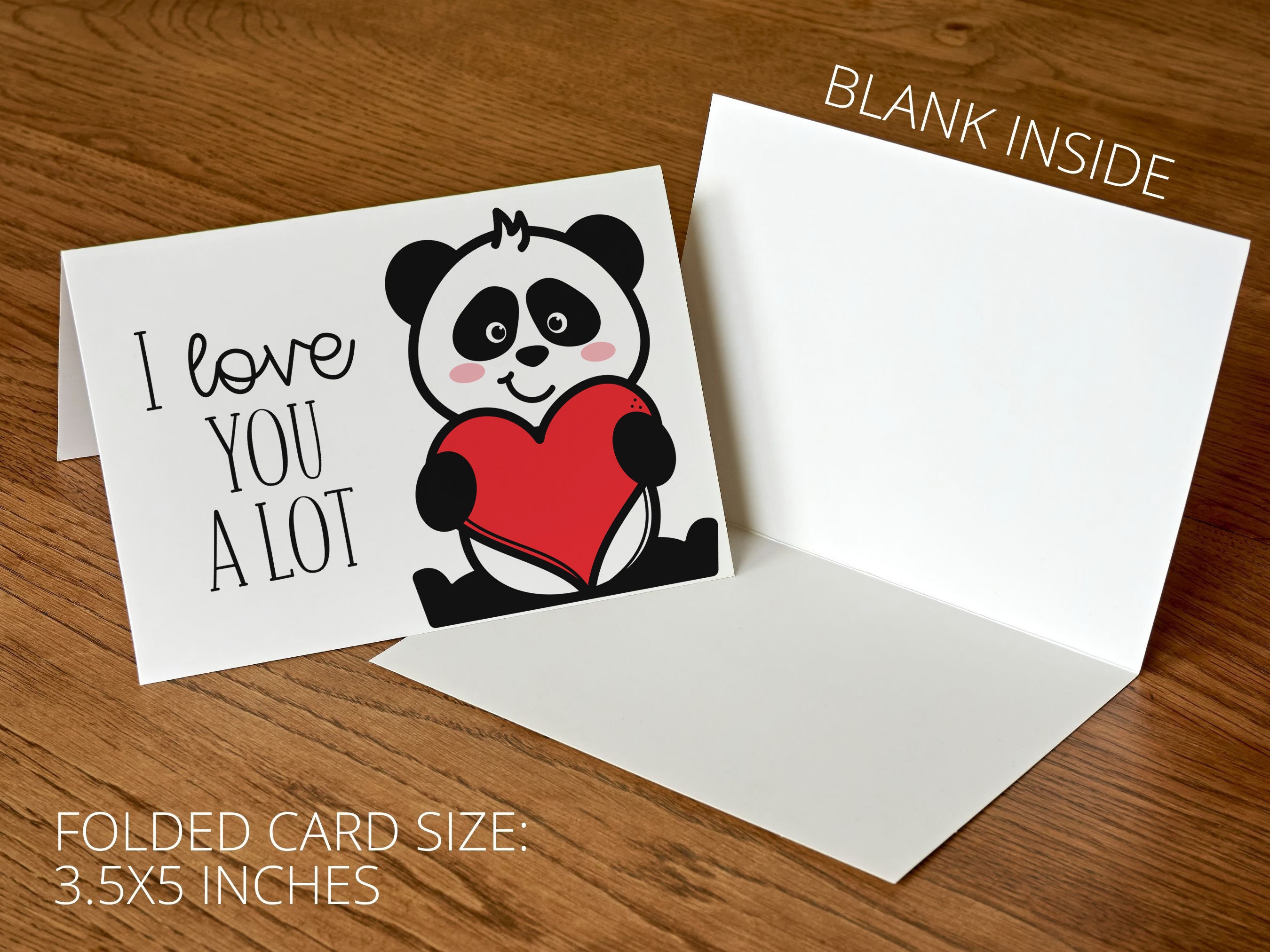 Cute Note Cards, Blank Inside, Cute Panda Love Valentine's Day ...