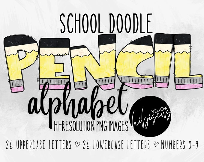 Pencil Doodle Letters Alphabet PNG | Hand Drawn Upper and Lower Case ...