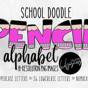 Pencil Doodle Letters Alphabet PNG Letters, Back to School Alphabet Set ...