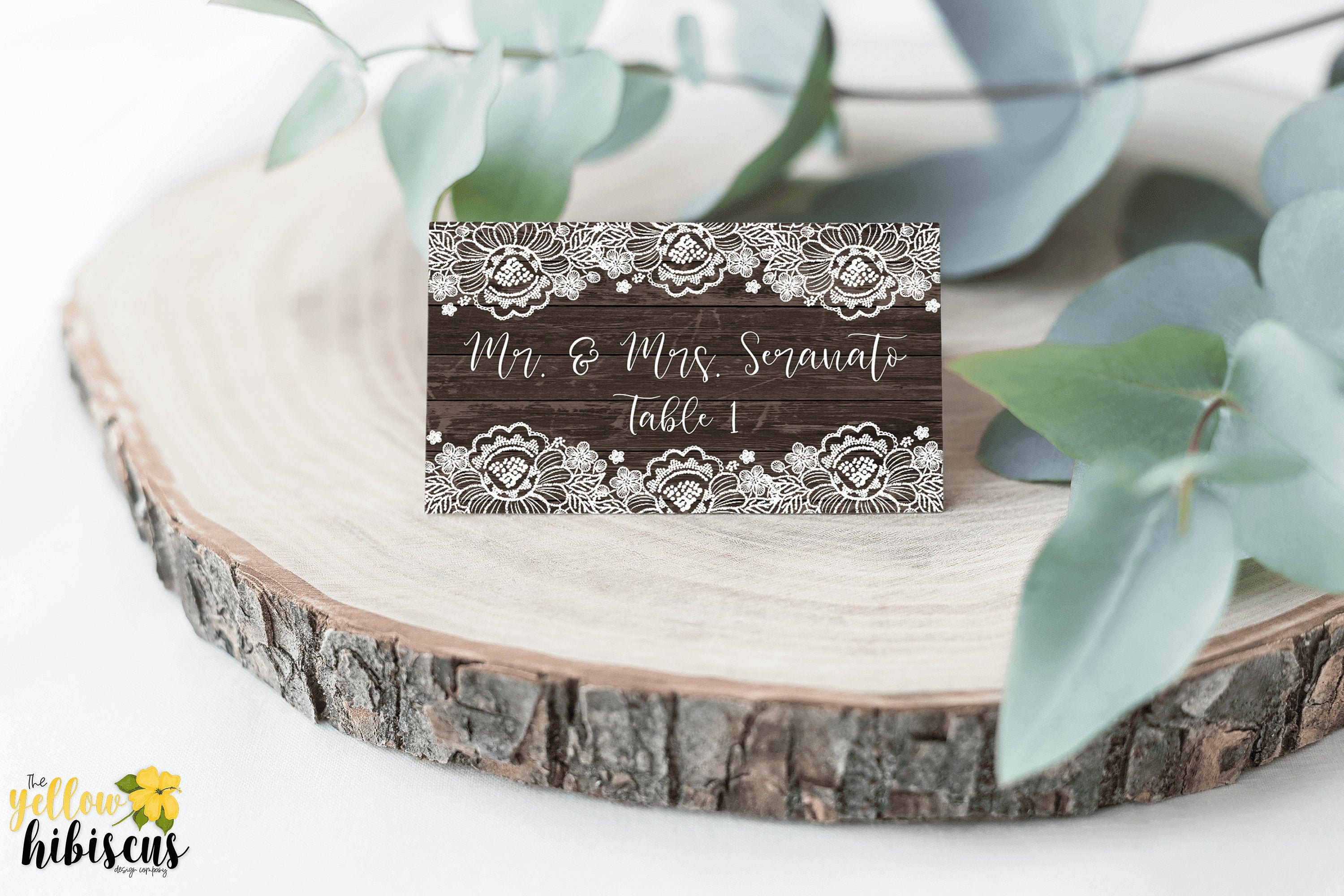 EDITABLE Seating Place Card Rustic Wood White Lace Wedding - Etsy