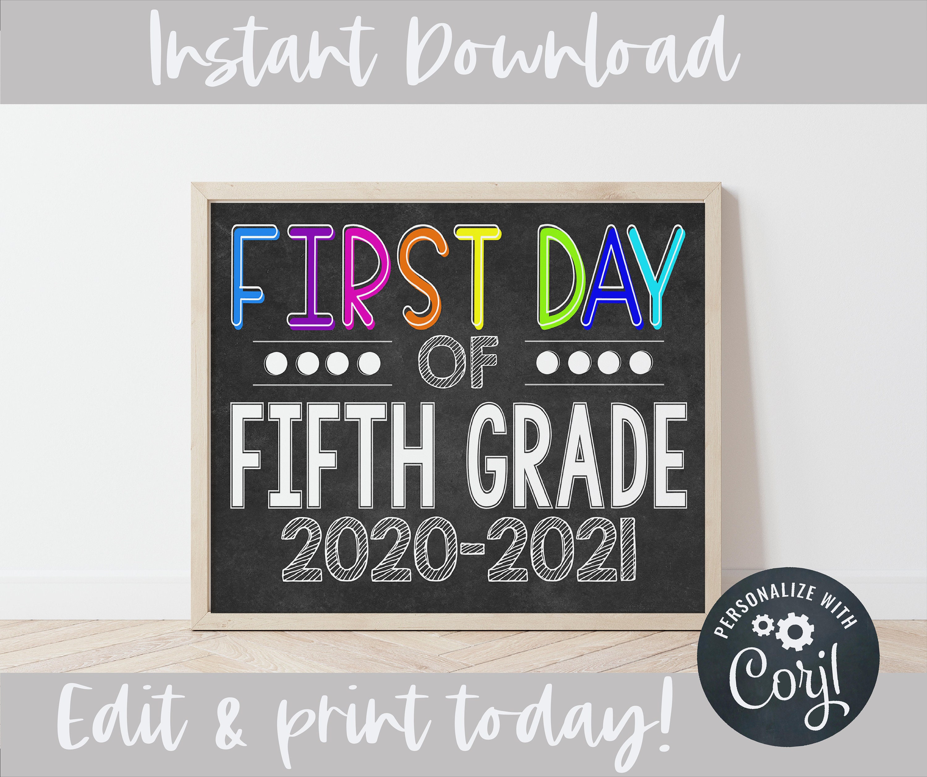 EDITABLE 8X10 First Day of School Sign, Choose Your Grade P-6, Chalk ...