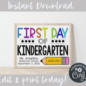 EDITABLE 8x10 First Day of School Sign, Choose Your GRADE P-6, Simple ...
