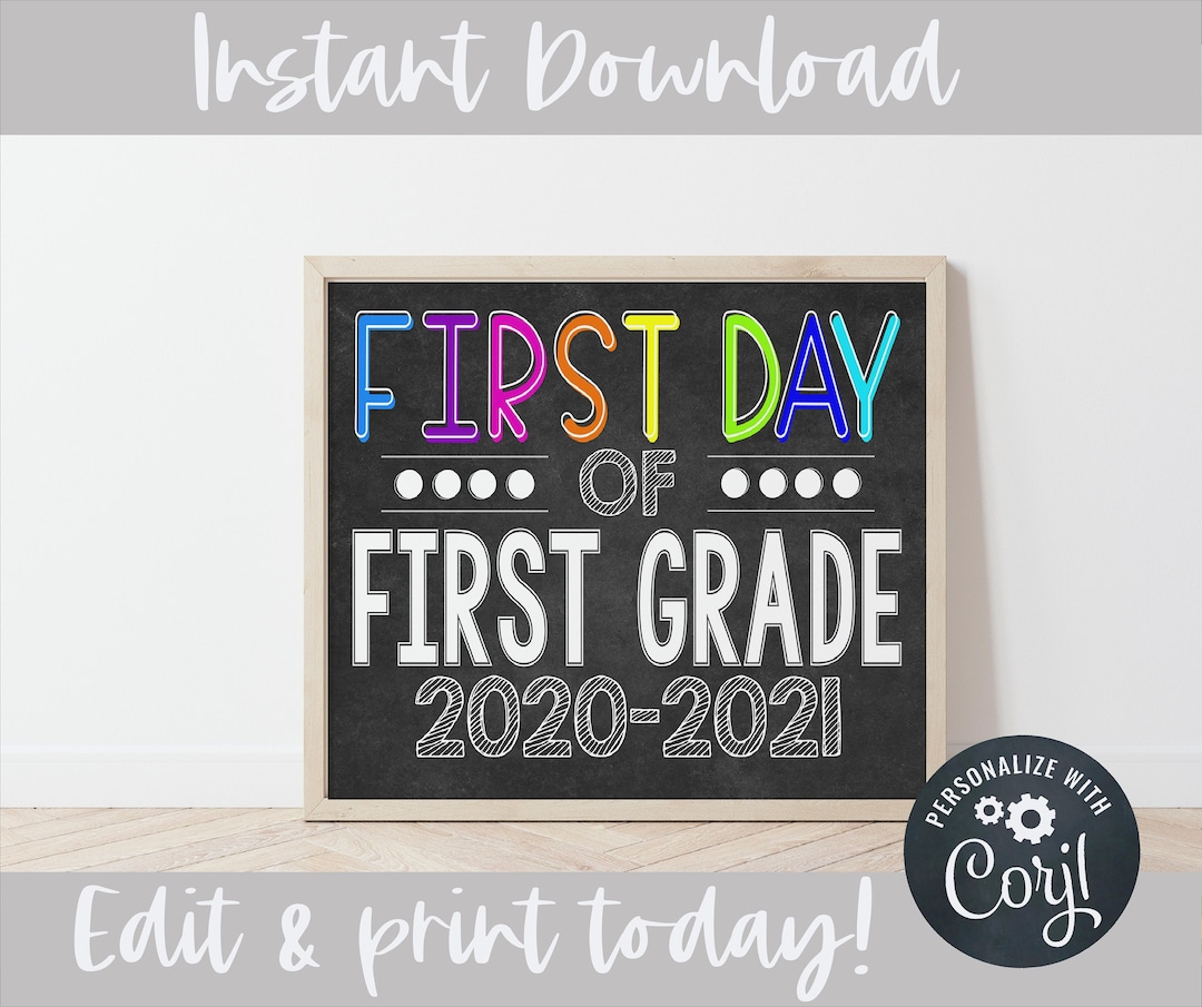 EDITABLE 8X10 First Day of School Sign, Choose Your Grade P-6, Chalk ...