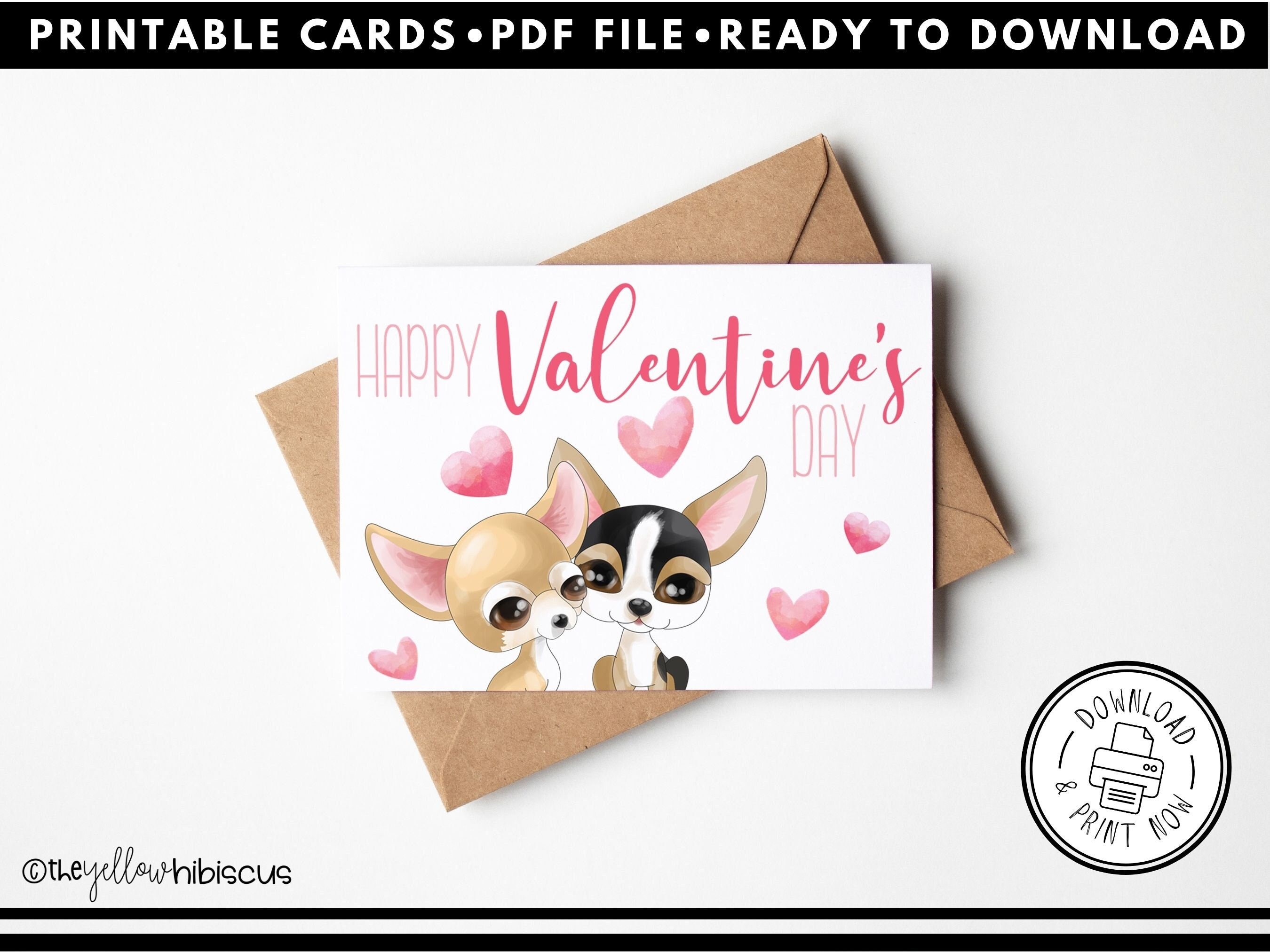 Printable Valentine's Day Card, Instant Download PDF Cards, Cute ...
