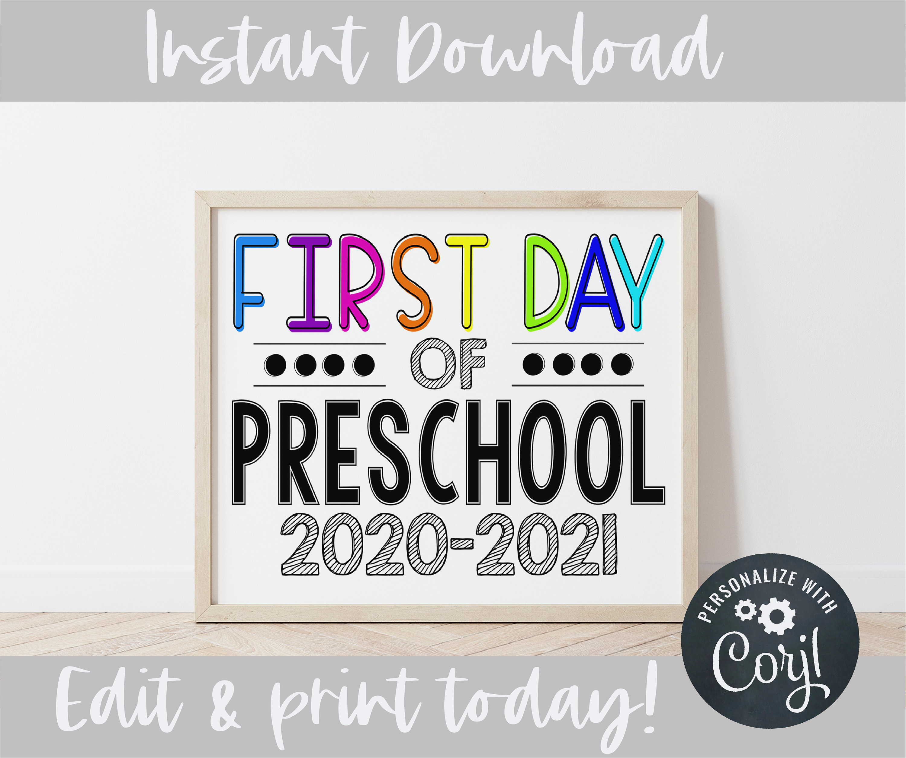 EDITABLE 8X10 First Day of School Sign, Choose Your Grade P-6, Simple ...