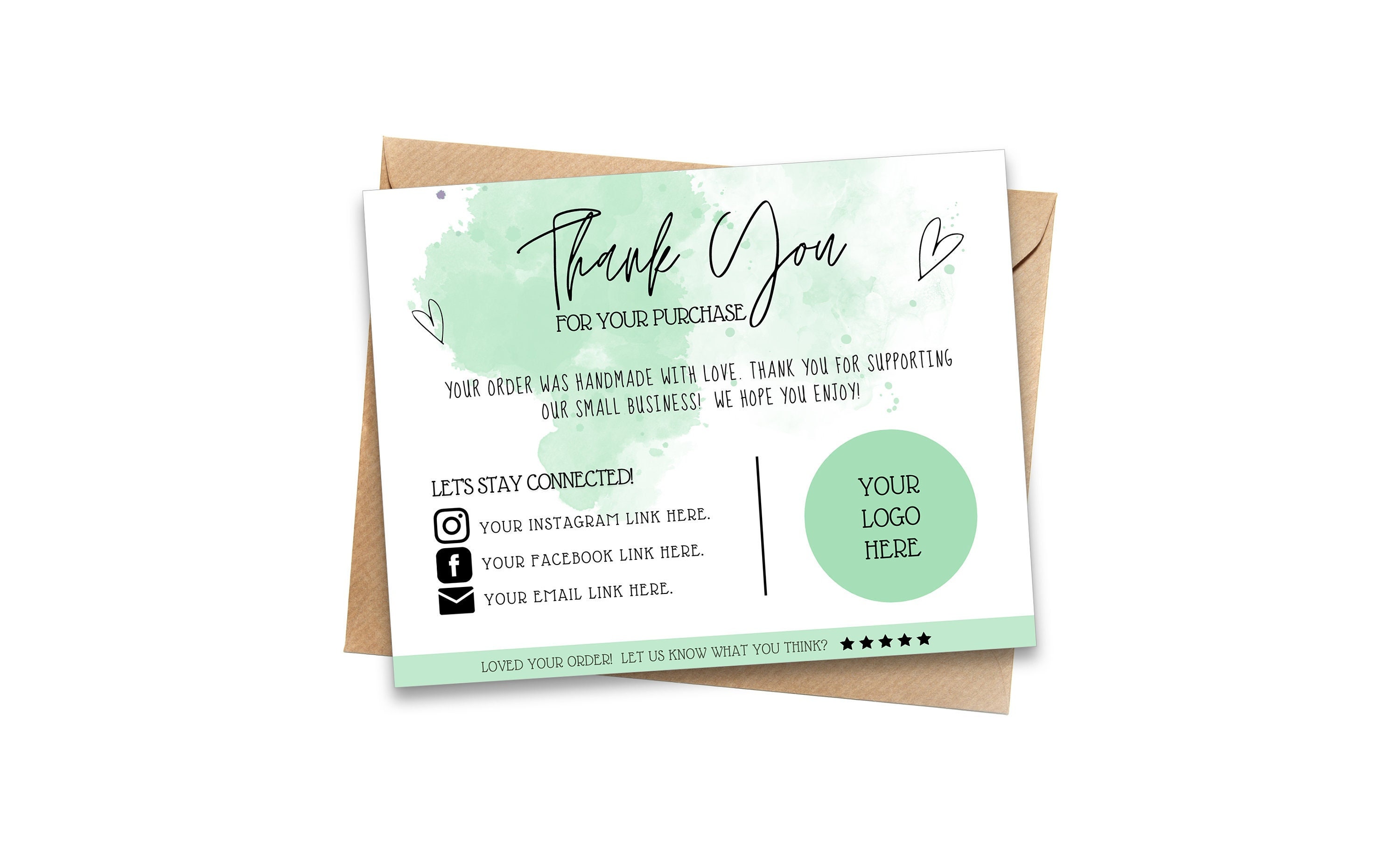 Printable Thank You Cards Business Customizable Template Small Business ...