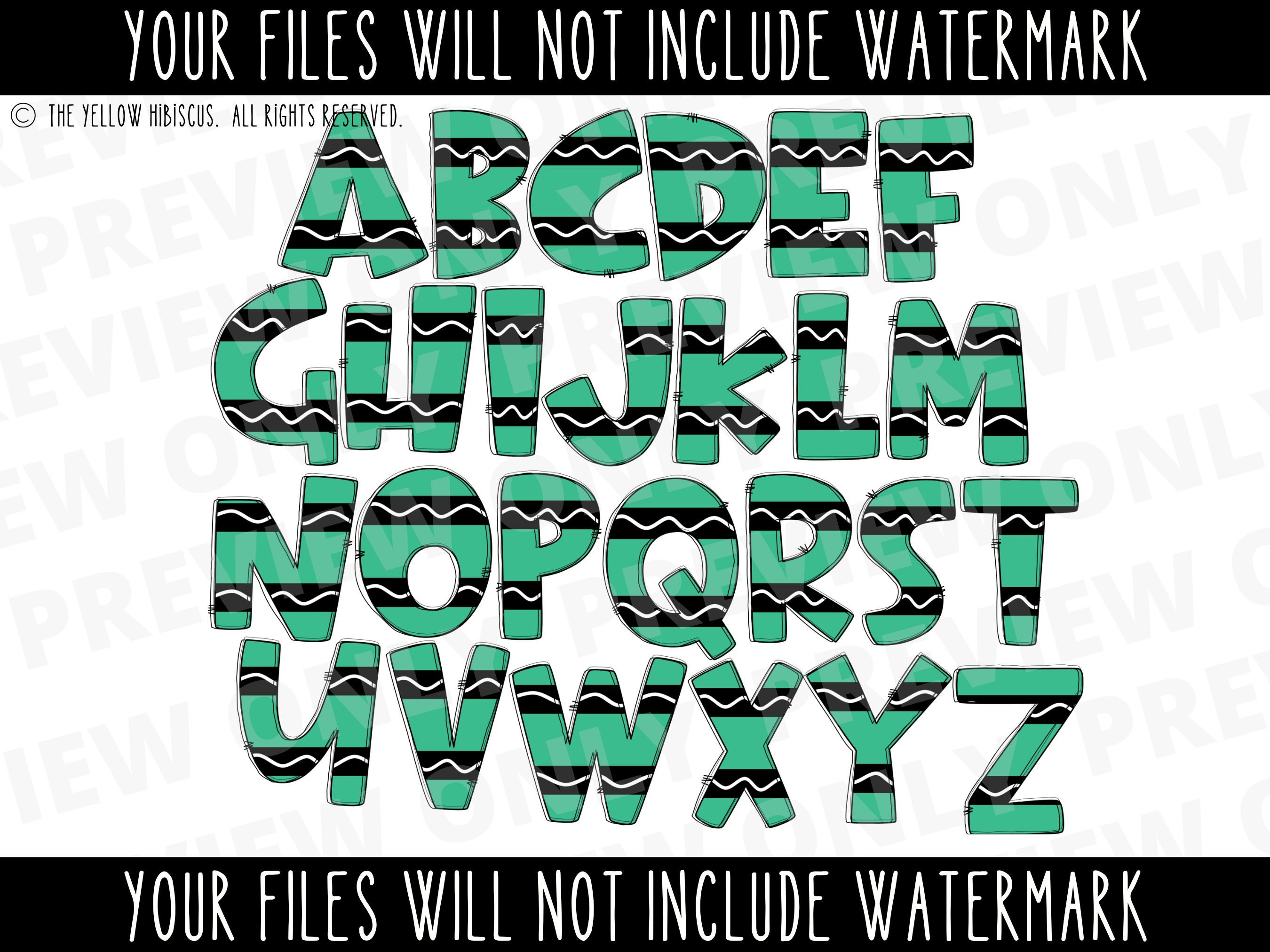 Crayon Doodle Letters Alphabet PNG Letters, Back to School Alphabet Set ...