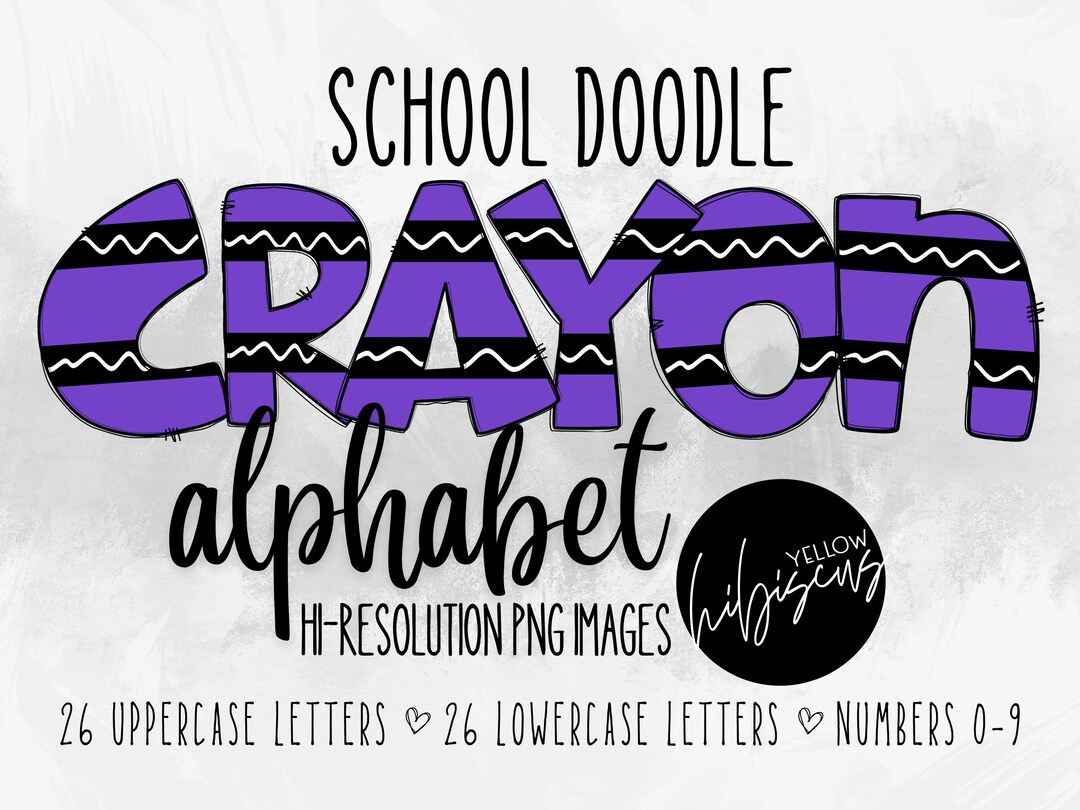 Crayon Doodle Letters Alphabet PNG Letters, Back to School Alphabet Set ...