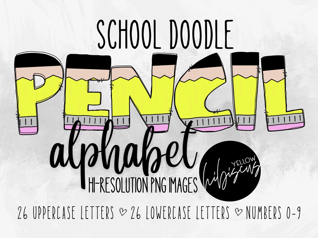 Pencil Doodle Letters Alphabet PNG Letters, Back to School Alphabet Set ...