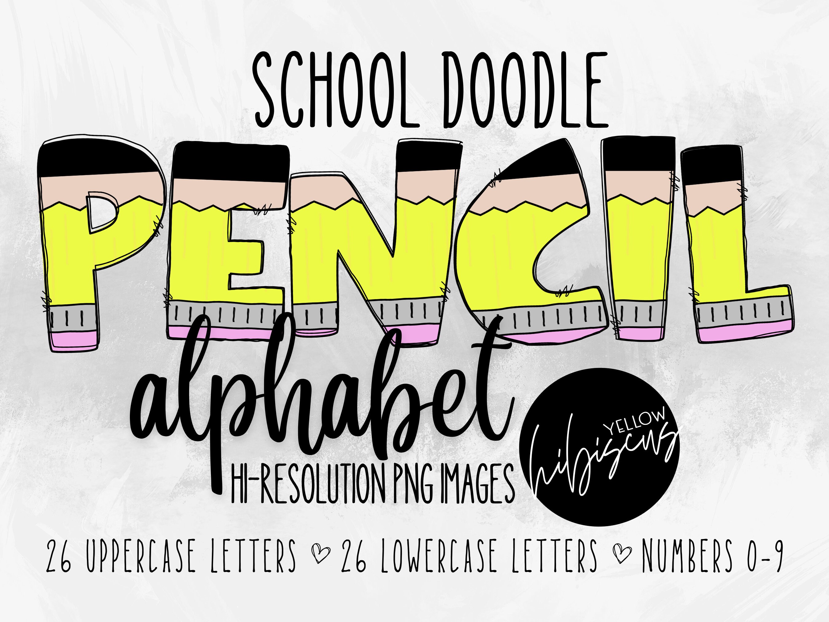 Pencil Doodle Letters Alphabet PNG Letters Back to School - Etsy