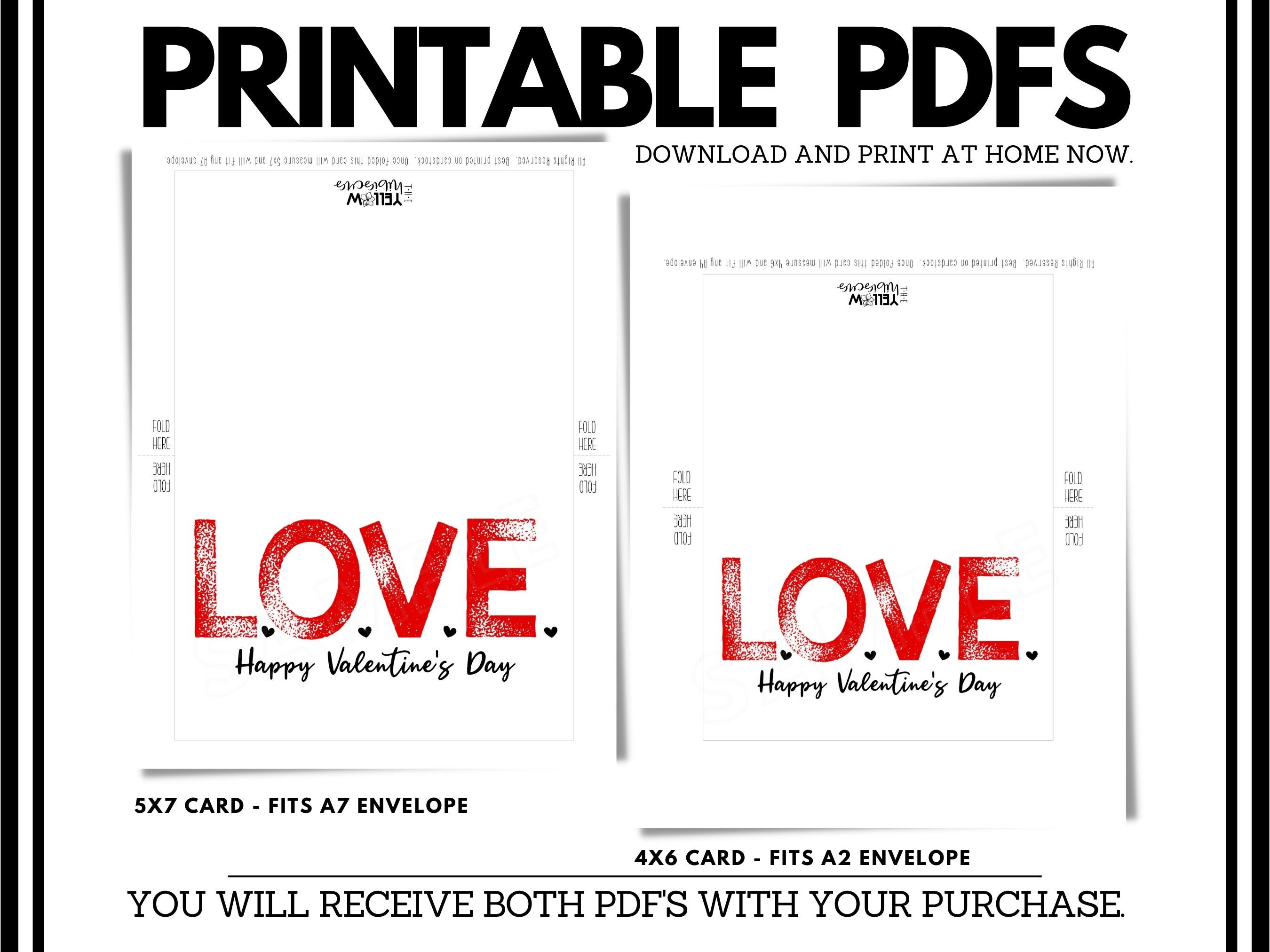 Printable Valentine's Day Card, Instant Download PDF Cards, Cute ...