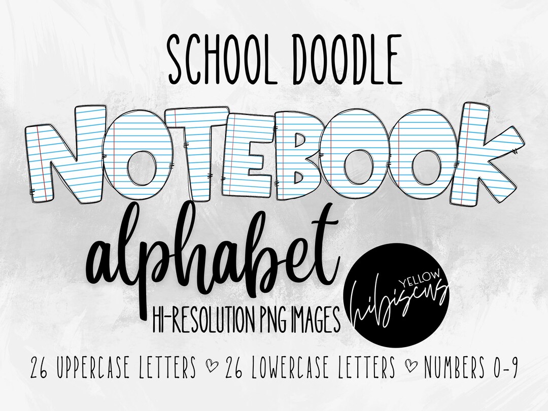 Notebook Doodle Letters Alphabet PNG Letters, Back to School Alphabet ...