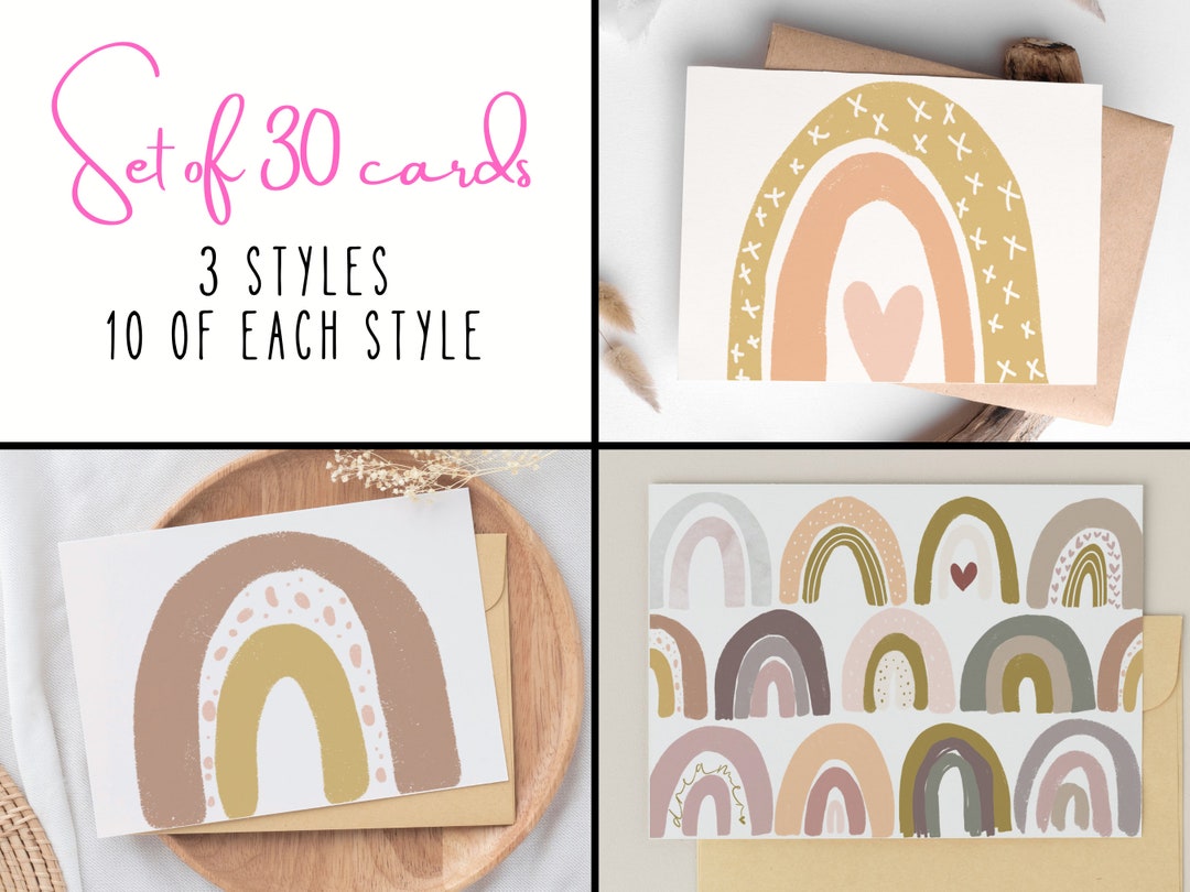 Cute Note Cards, Blank Inside, Rainbow Stationery Themed Cards With ...