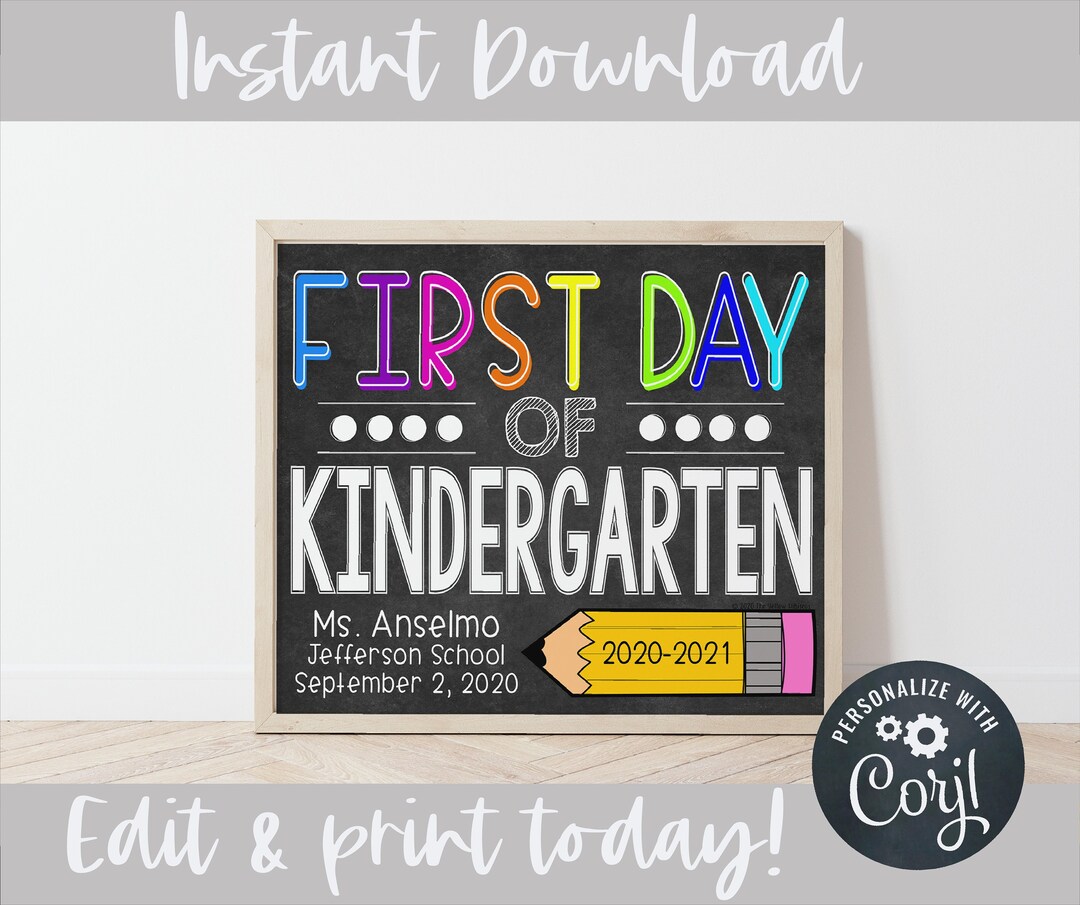 EDITABLE 8x10 First Day of School Sign, Choose Your GRADE P-6, Chalk ...