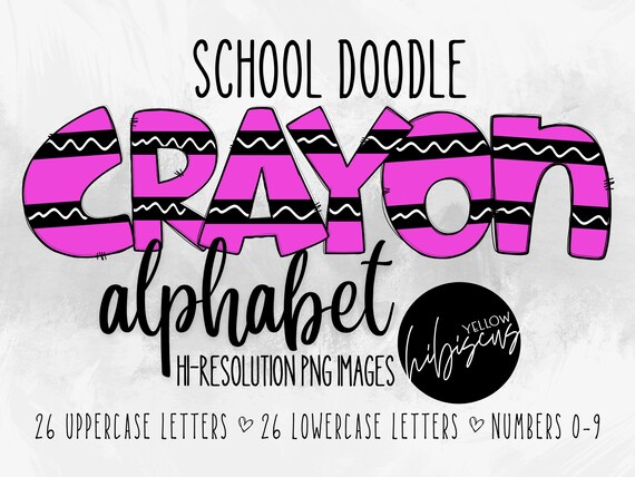 Crayon Doodle Letters Alphabet PNG Letters Back to School - Etsy