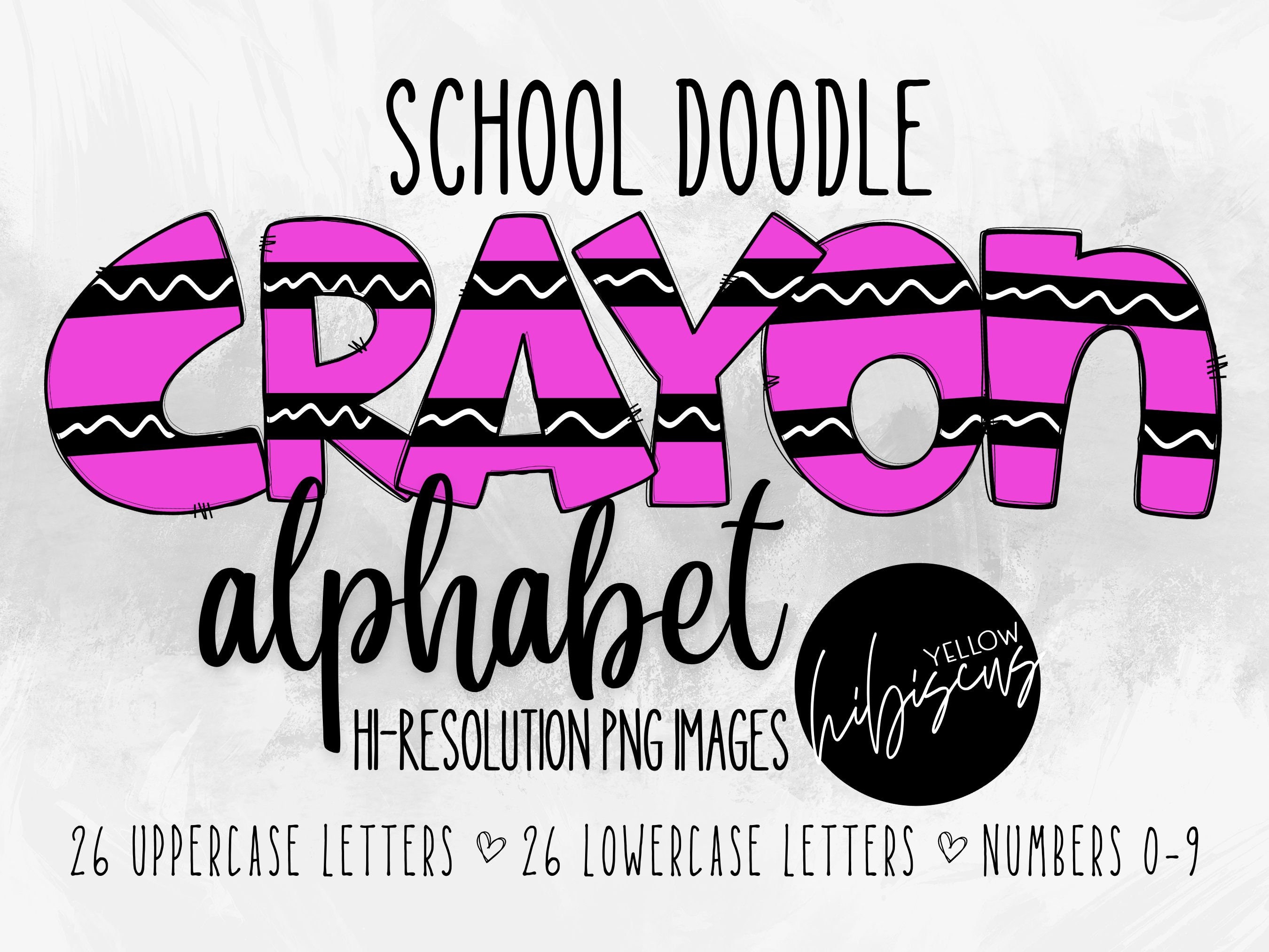 Crayon Doodle Letters Alphabet PNG Letters, Back to School Alphabet Set ...