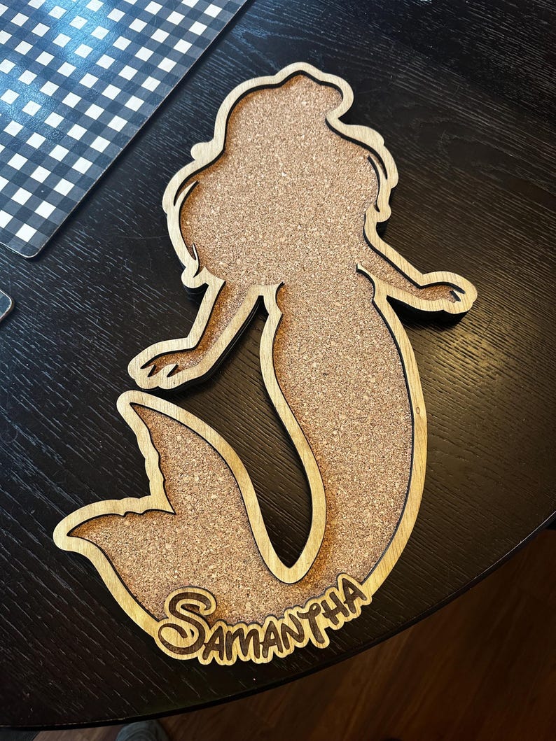 Mermaid - Ariel Shaped - Cork Board for Disney Pin Display – Wooden ...