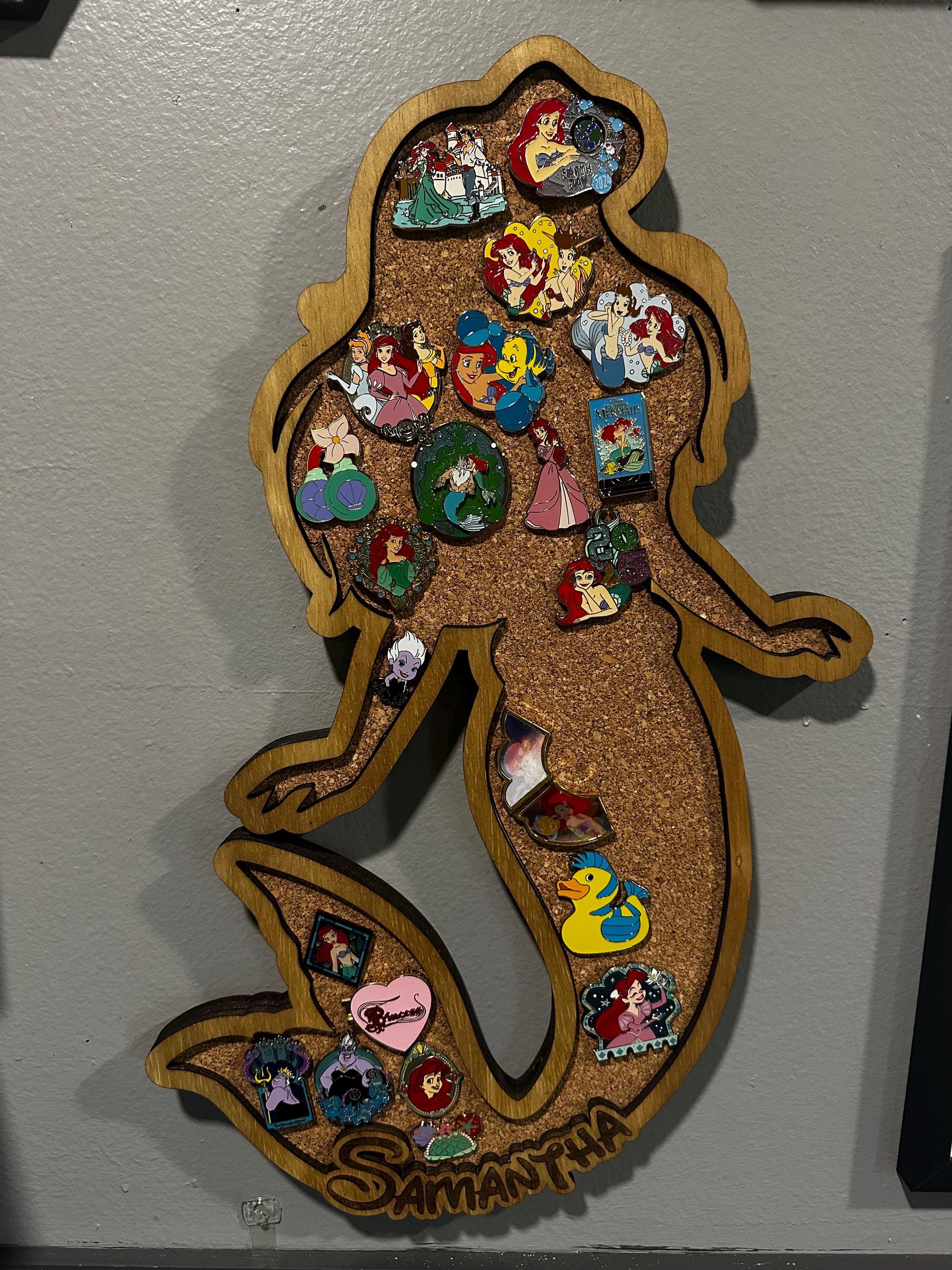Mermaid - Ariel Shaped - Cork Board for Disney Pin Display – Wooden ...