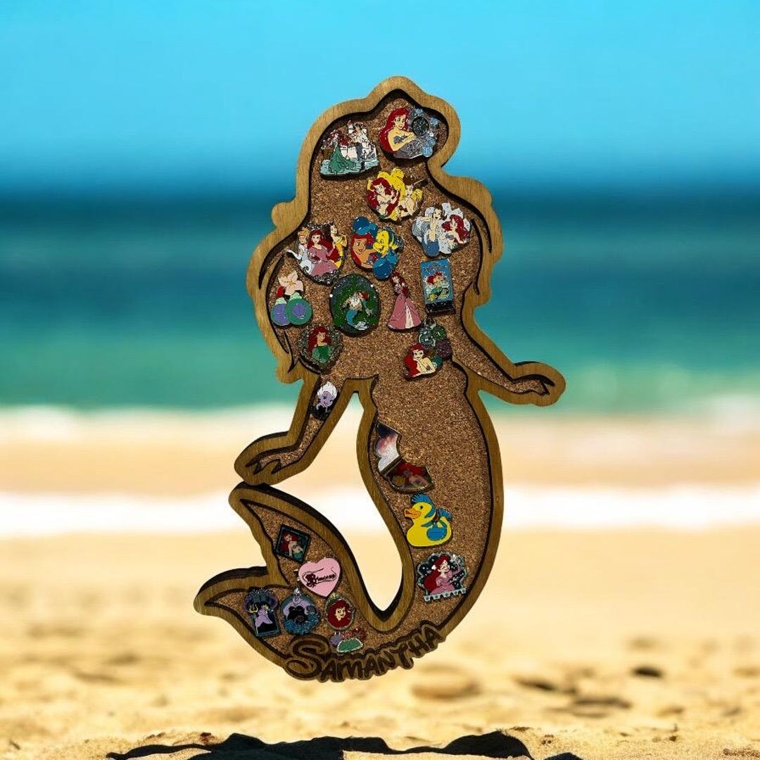 Mermaid - Ariel Shaped - Cork Board for Disney Pin Display – Wooden ...