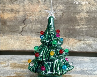 Vintage 1990s Ceramic 18" Snowy Christmas Tree With Built in Lights ...