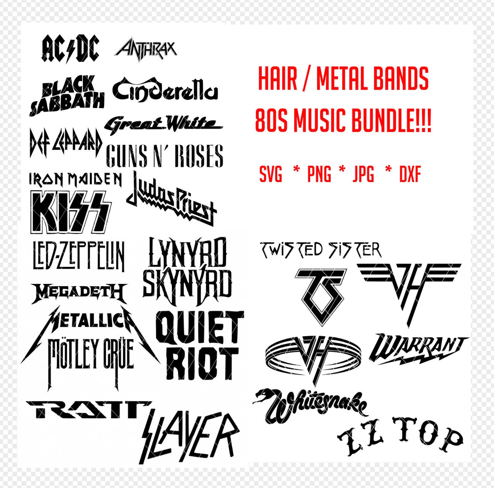80s Hair/metal Band SVG Bundle Svg Png Dxf High Quality | Etsy Ireland