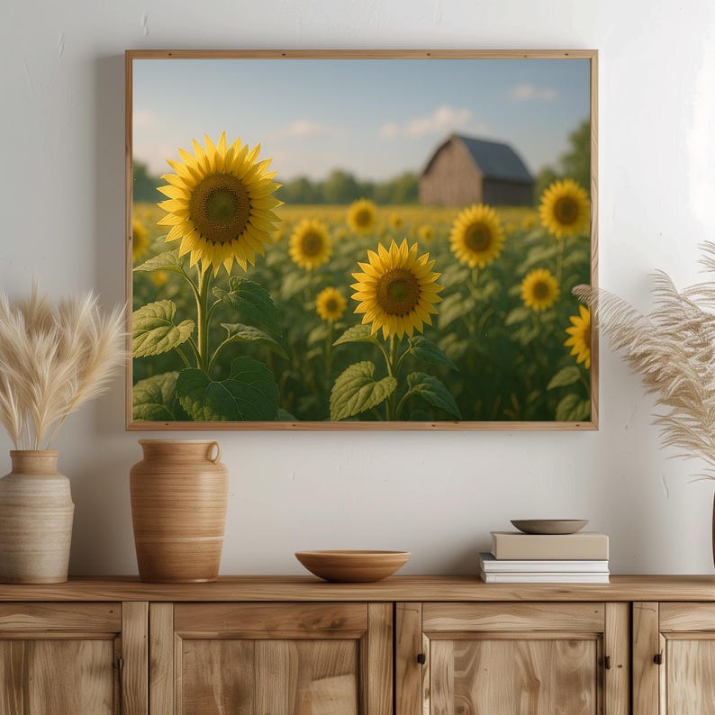 Sunflower Summer Field Printable - Rustic Cottagecore Farmhouse Art ...