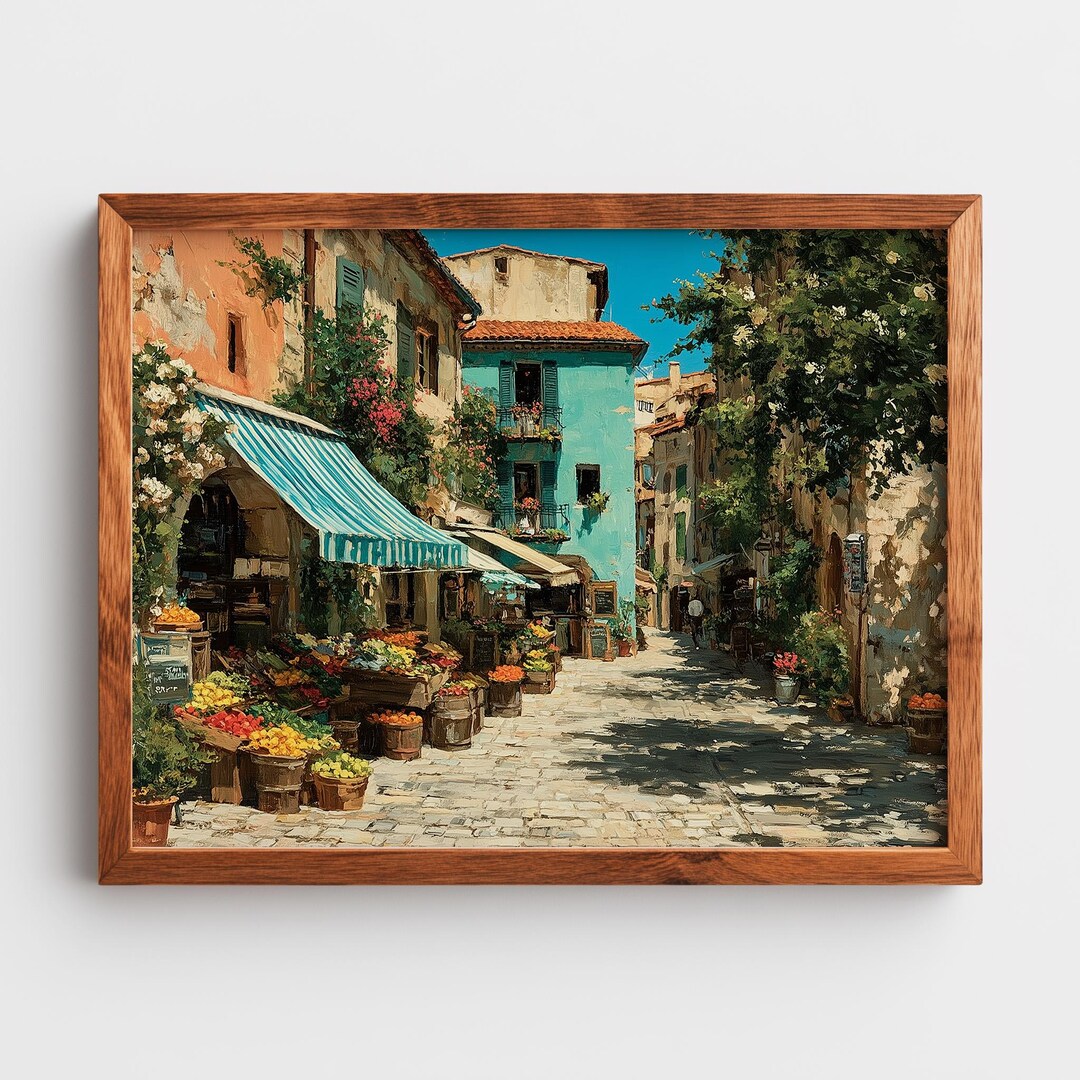 Provence Street Scene Printable – Rustic Summer Market Painting ...