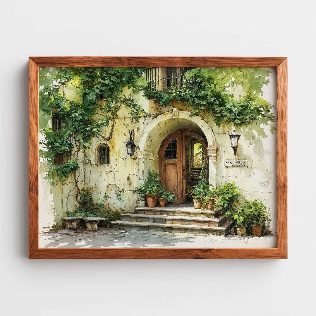 Rustic Arched Doorway With Ivy - Cottage Entryway Printable, Vintage ...