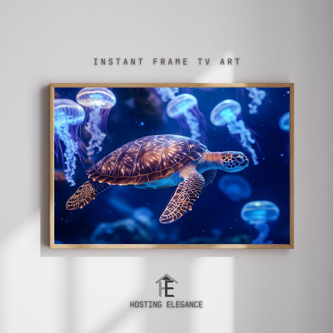Sea Turtle Jellyfish Frame TV Art | Digital Download for Samsung Frame ...