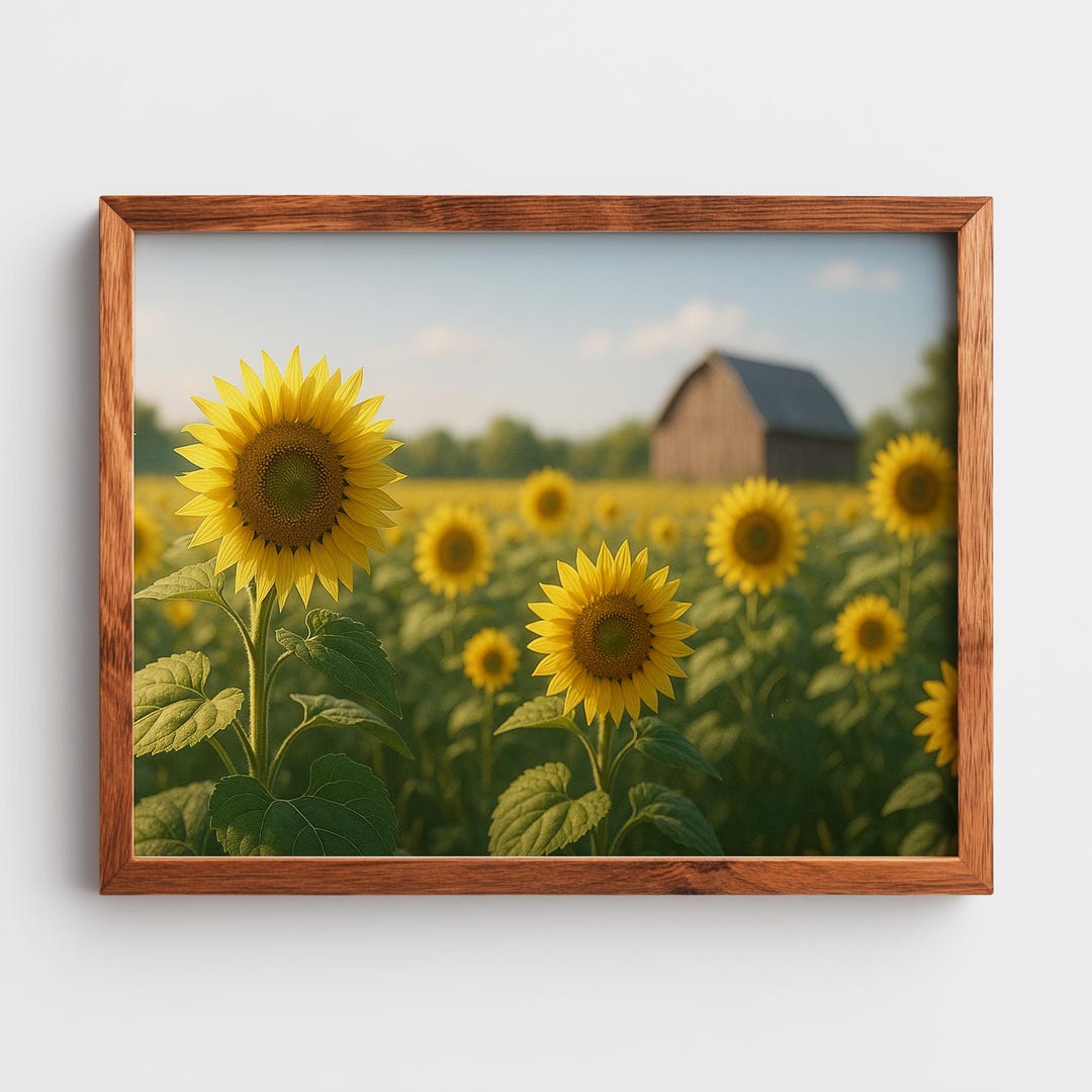 Sunflower Summer Field Printable - Rustic Cottagecore Farmhouse Art ...
