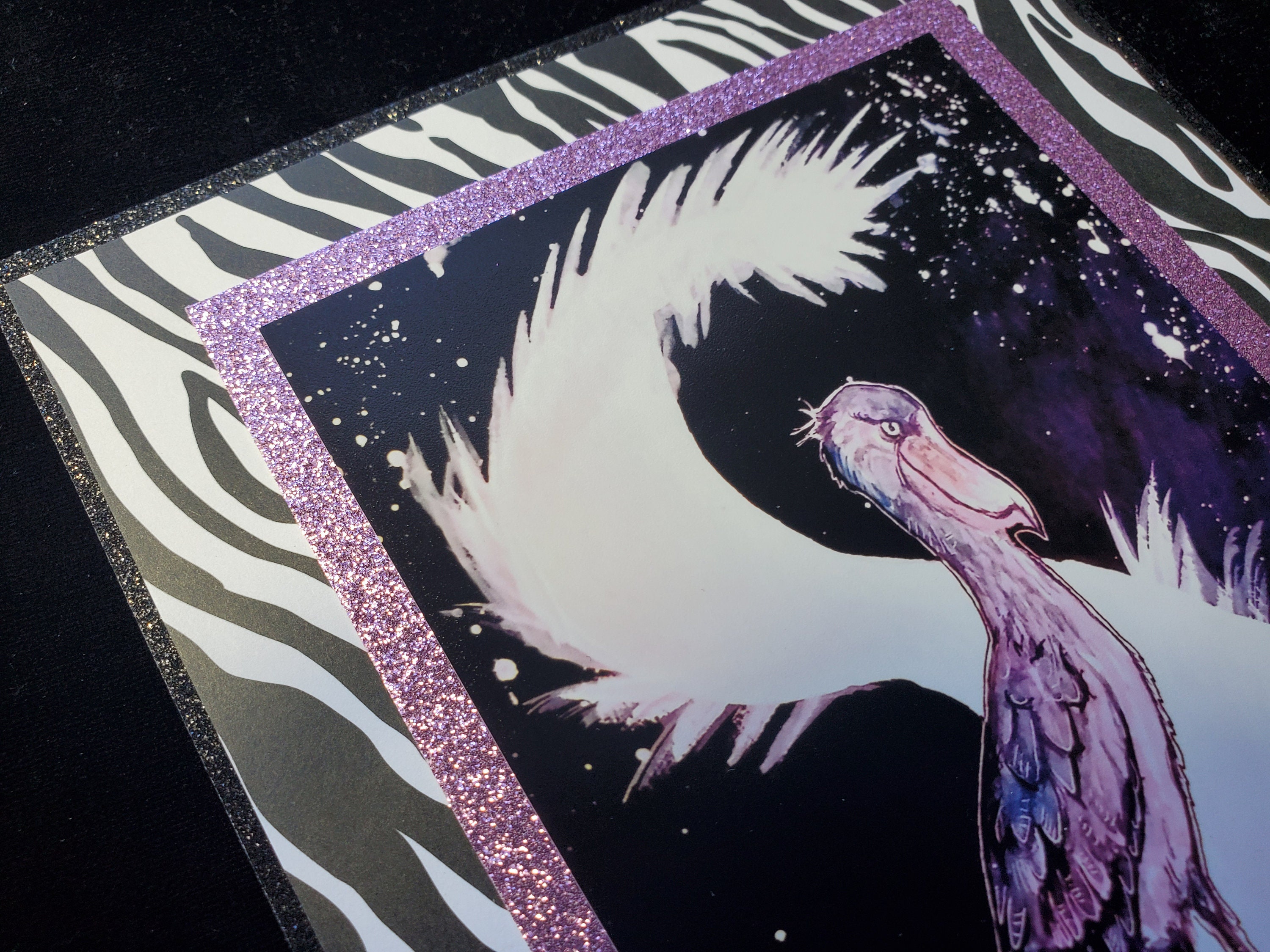 Shoebill Stork 6x8 Matted Art Print Glitter Borders - Etsy