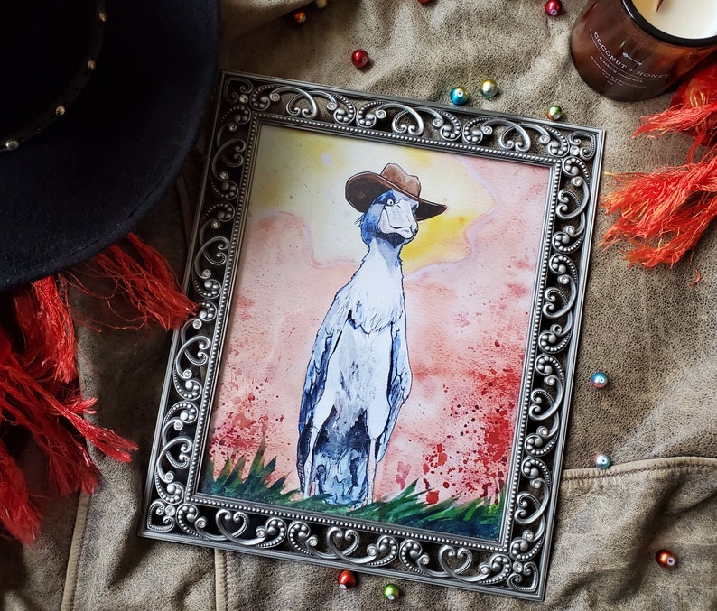 Sheriff Shoebill Cowboy Stork 8x10 Watercolor Print - Etsy