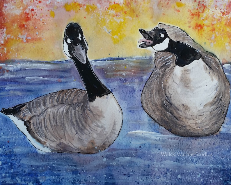 Canada Goose, 8x10 Art Print, Grumpy Goose, Geese on Water, Children's ...